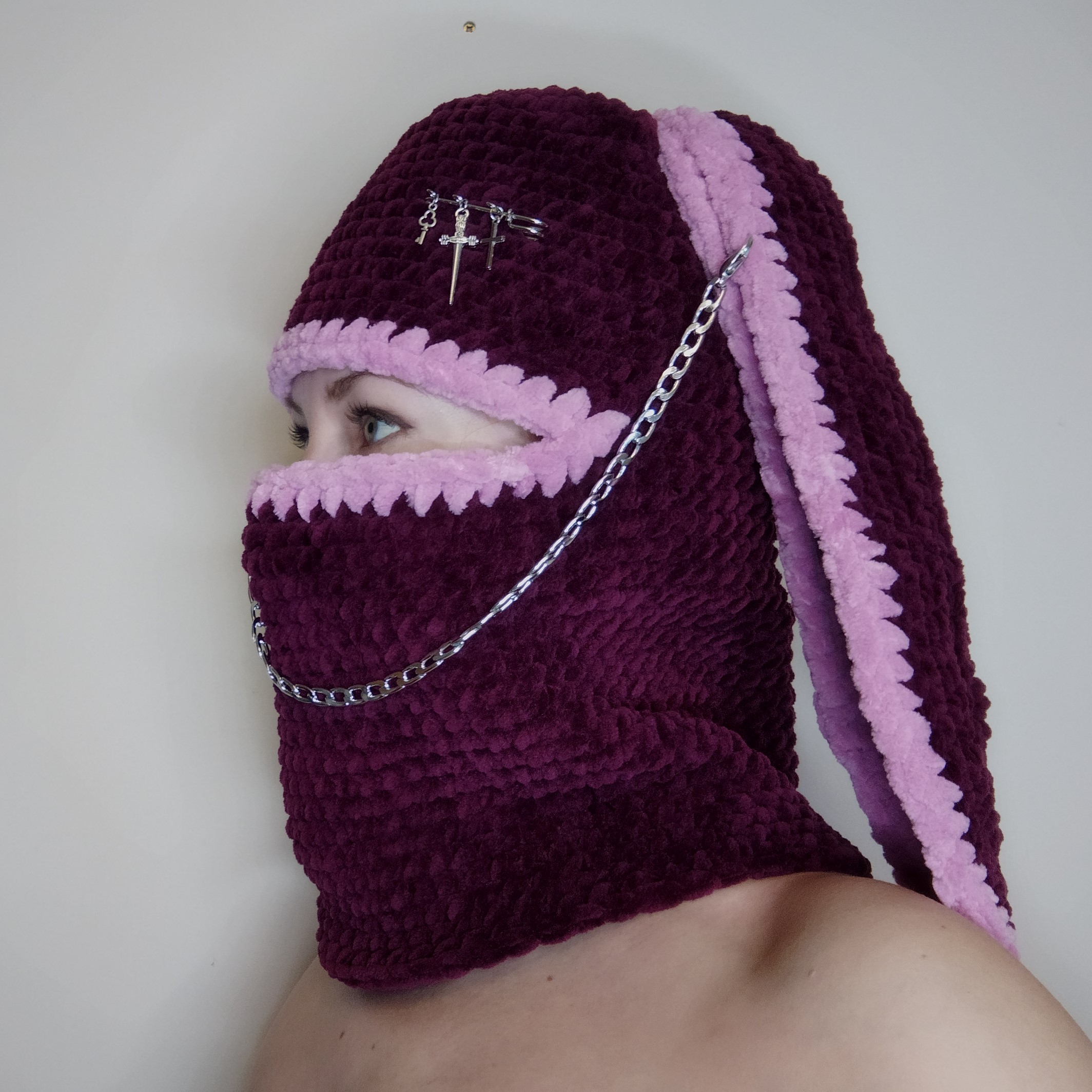 Fluffy balaclava with custom ears. Crazy bunny balaclava - Inspire Uplift