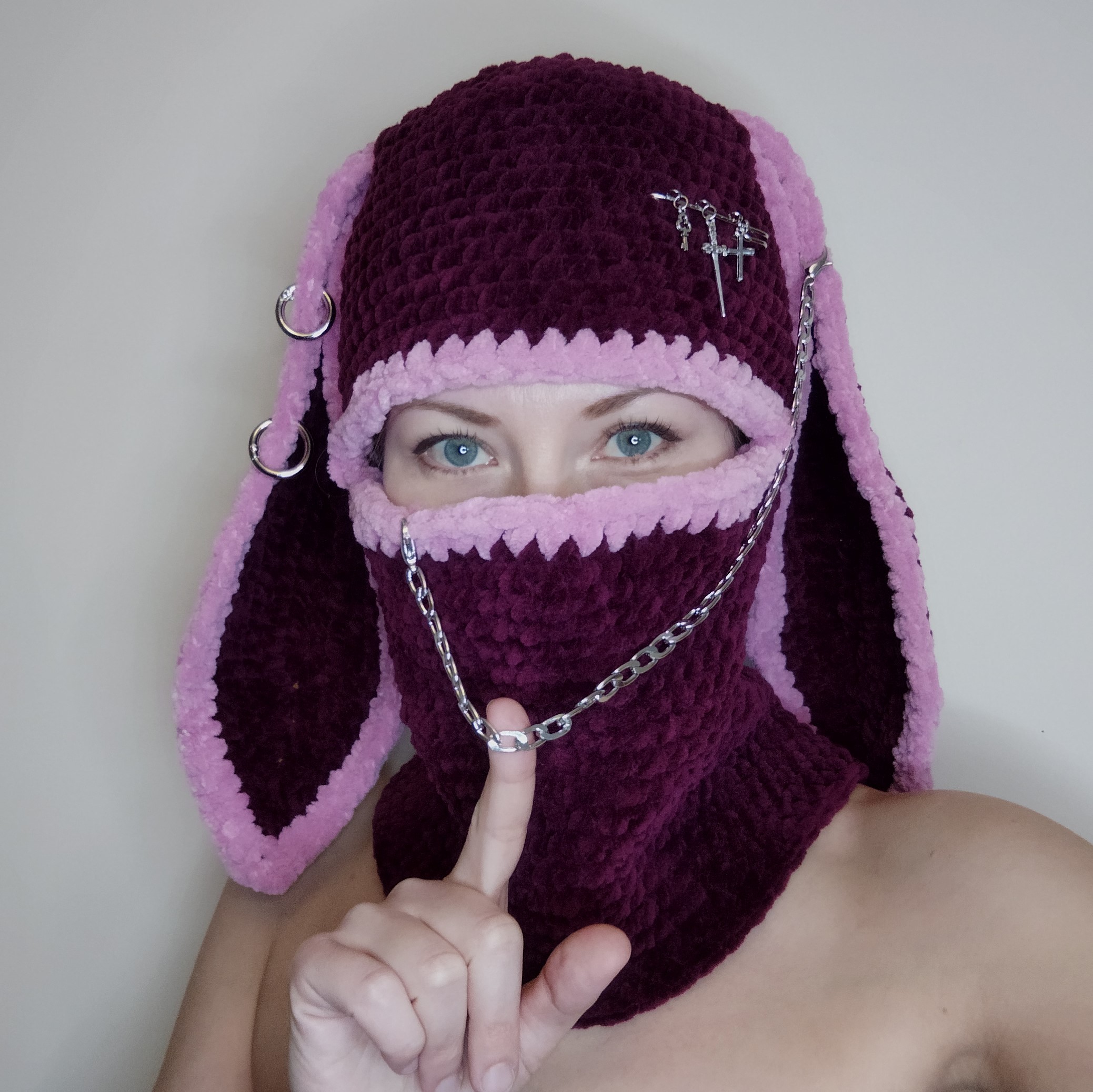 Fluffy balaclava with custom ears. Crazy bunny balaclava - Inspire Uplift