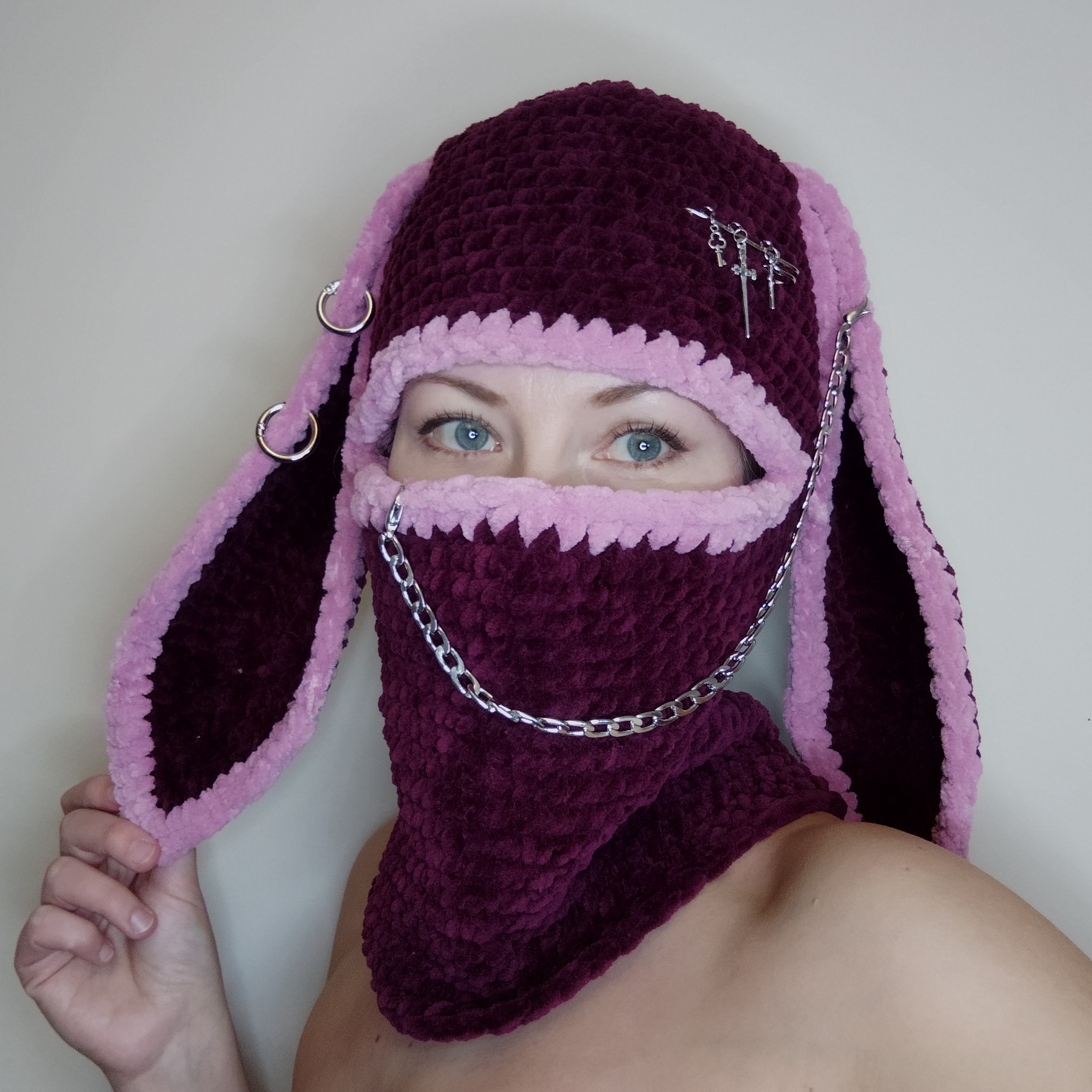 Fluffy balaclava with custom ears. Crazy bunny balaclava - Inspire Uplift