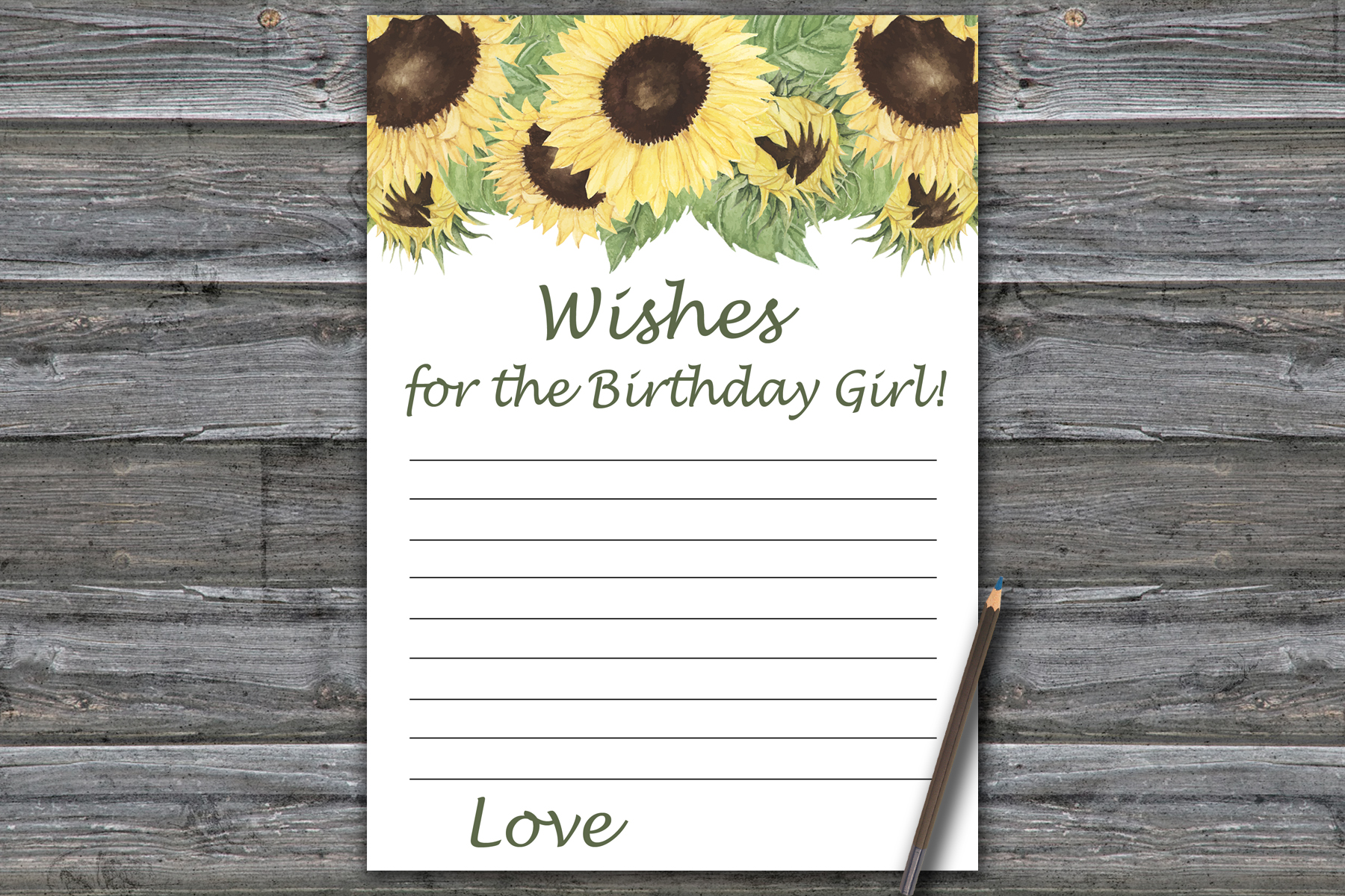 Sunflower Wishes for the birthday girl,Adult Birthday party - Inspire ...
