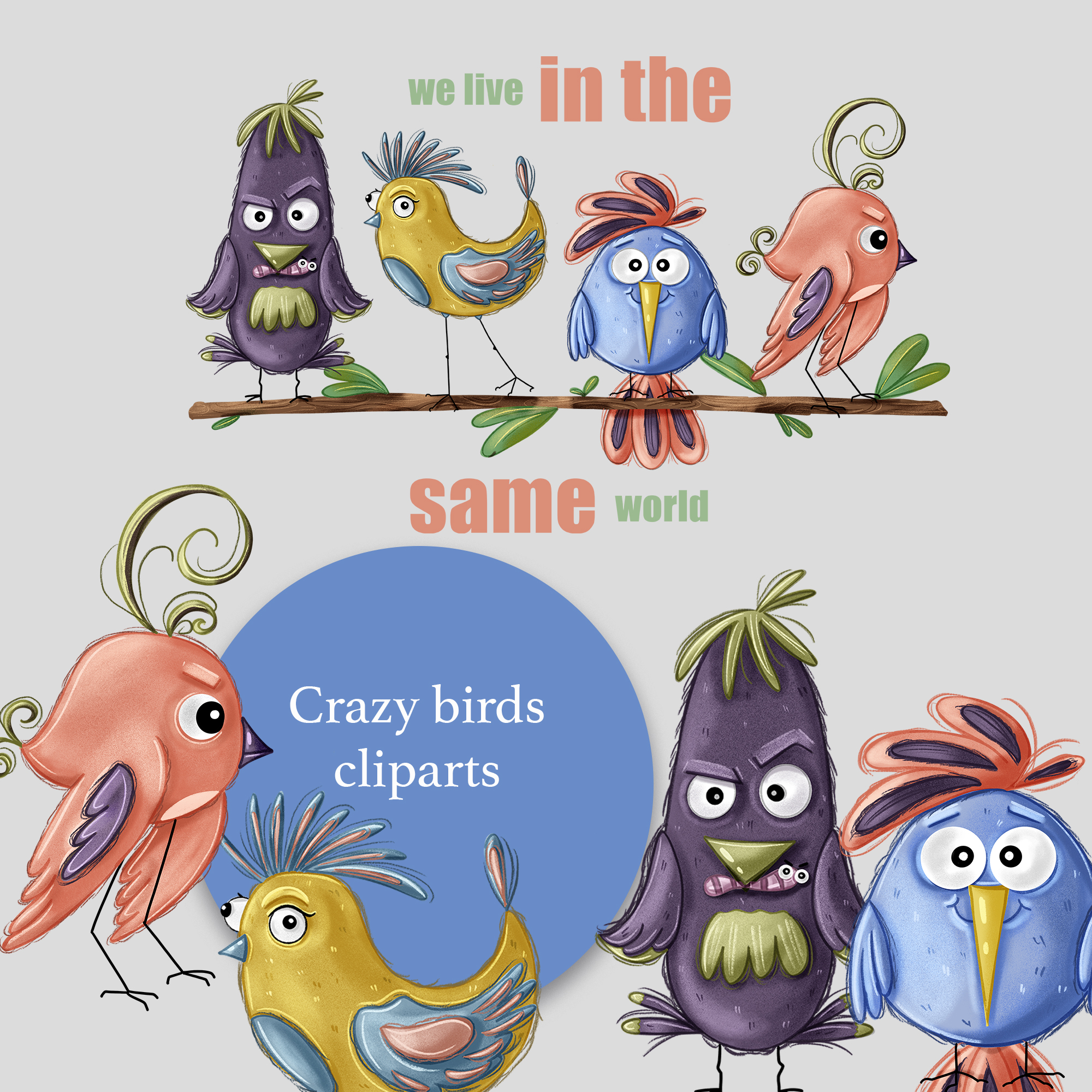 Crazy birds cliparts png | Inspire Uplift