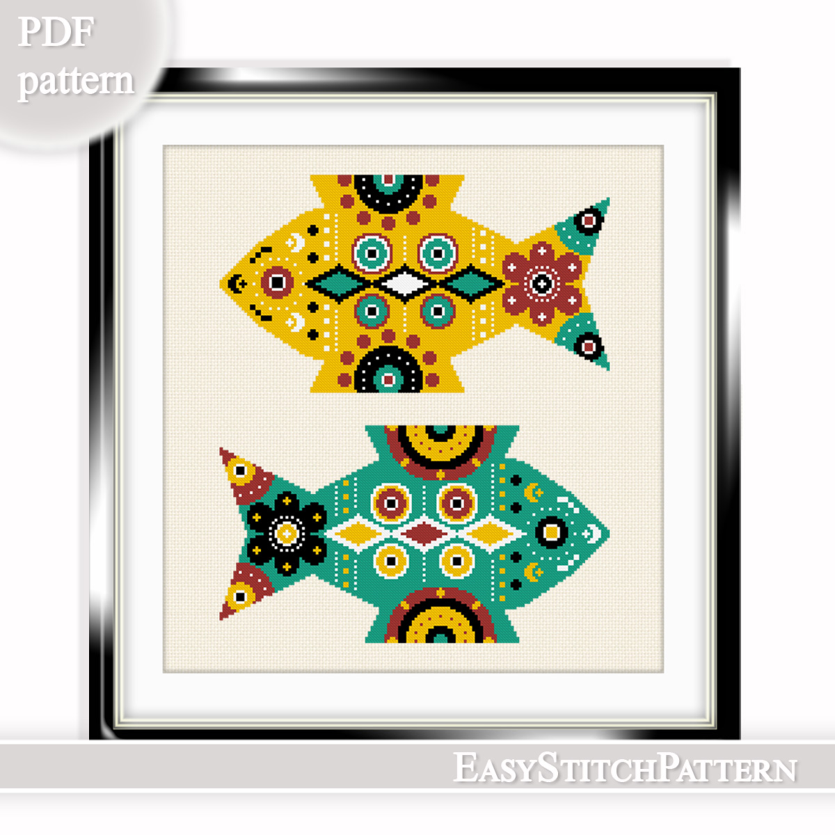 Abstract cross stitch pattern. Fish cross stitch pattern. Fo | Inspire ...