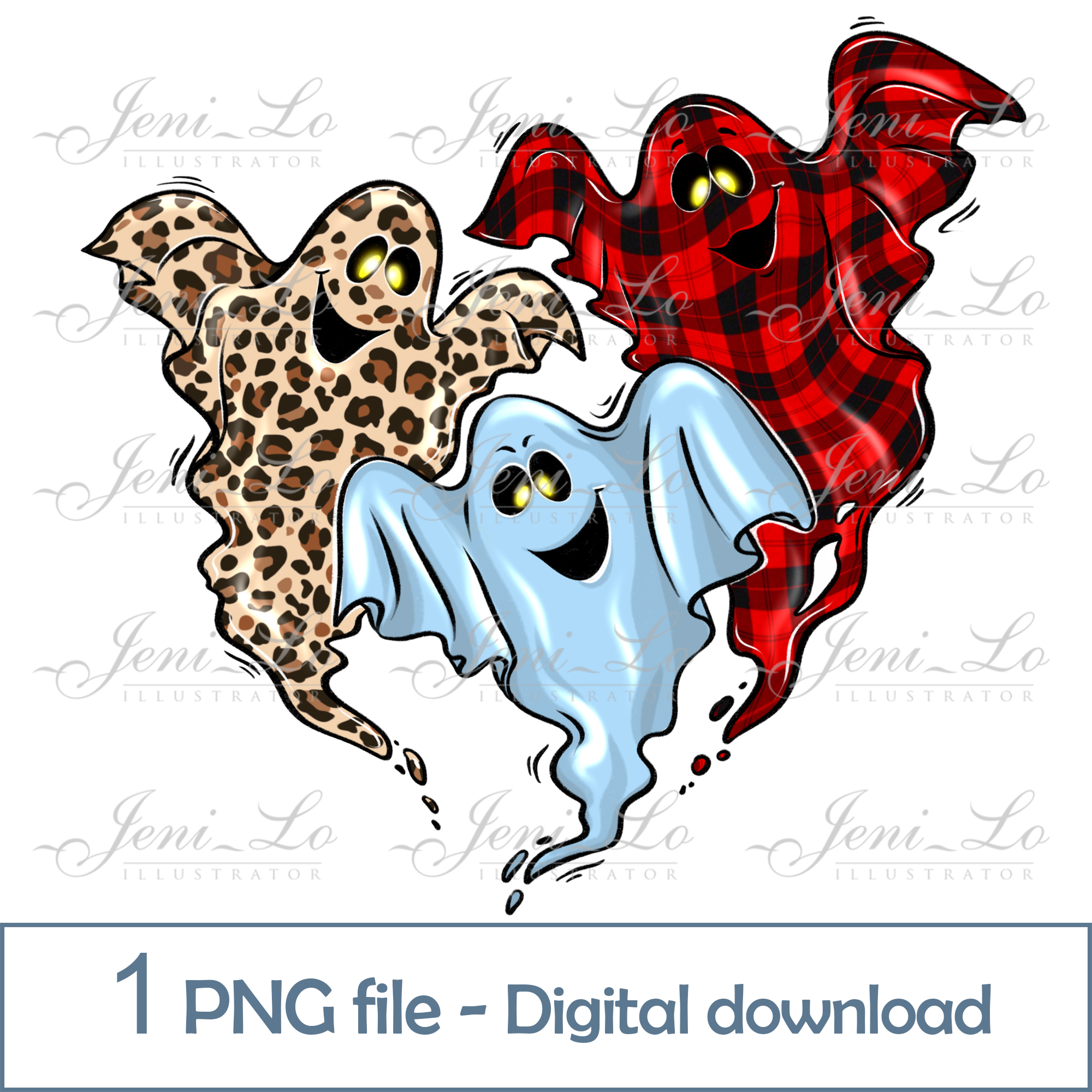 Three ghosts 1 PNG file Happy Halloween clipart Funny kids H - Inspire ...