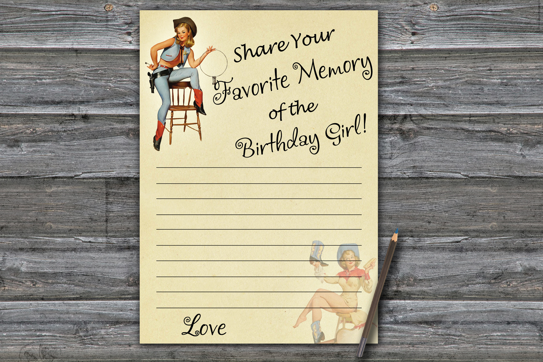 Cowboy themed Favorite Memory of the Birthday Girl,Adult Bir - Inspire ...