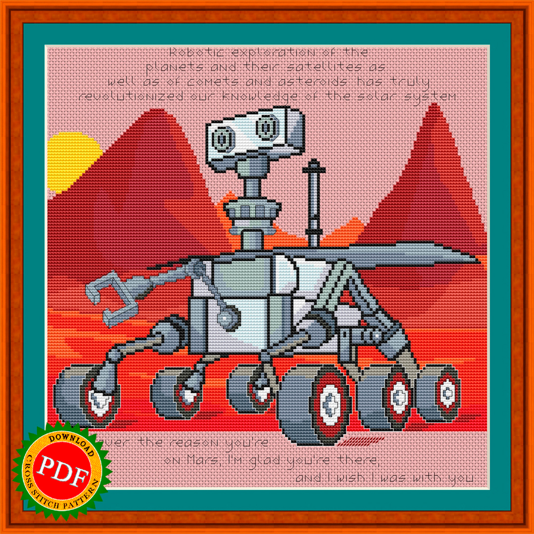 Mars Rover Cross Stitch Pattern | Flight to Mars - Inspire Uplift