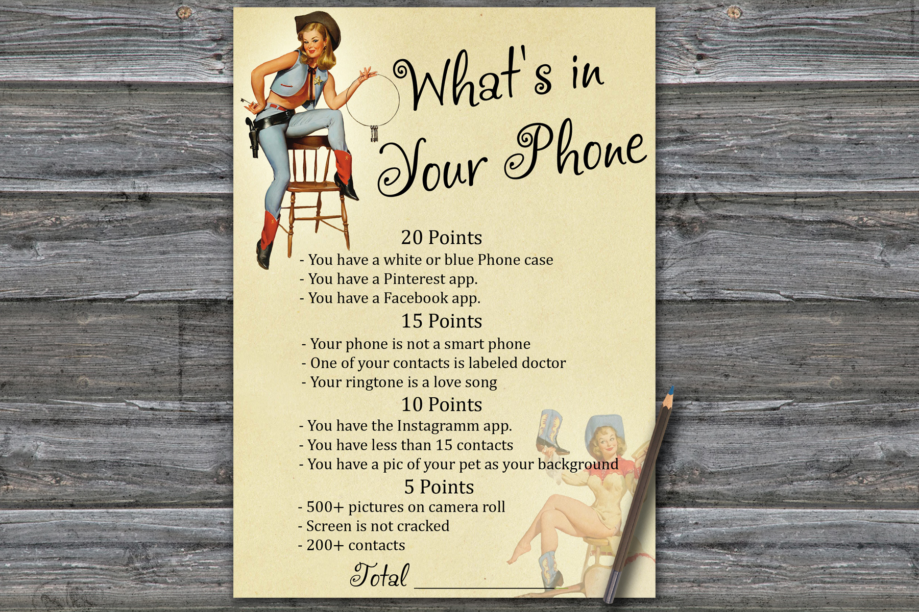 Cowboy themed What's in Your Phone Birthday Party Game,Adult | Inspire ...