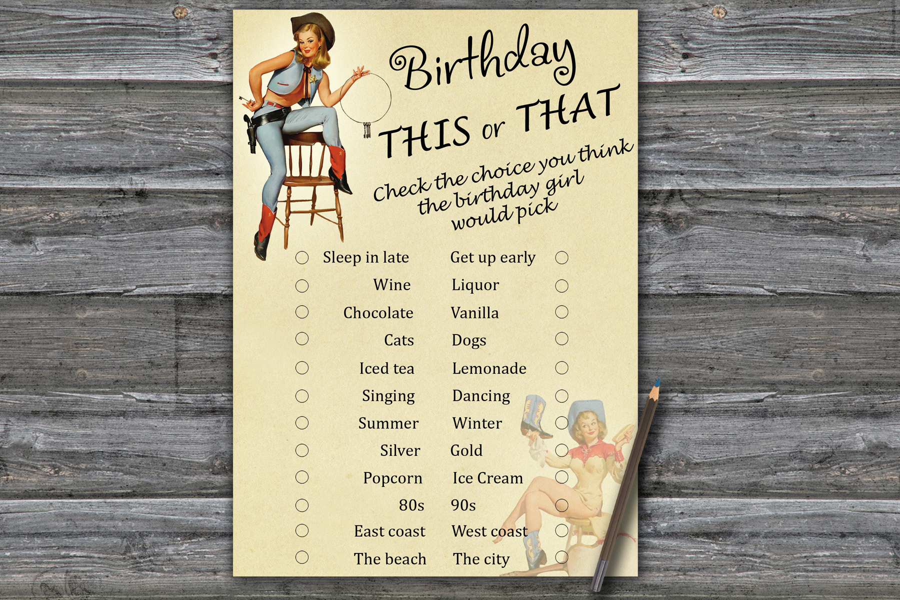 Cowboy themed This or that birthday game,Adult Birthday part - Inspire ...