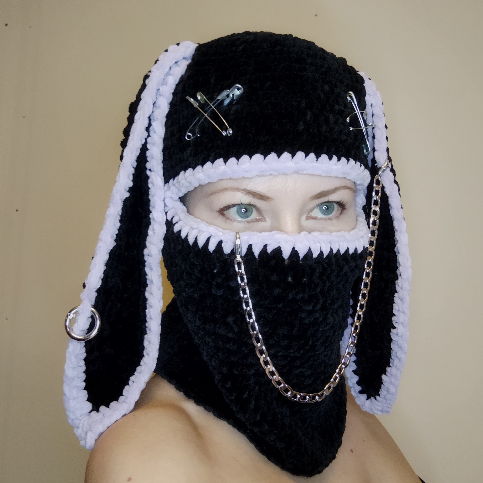 Black bunny balaclava with CUSTOM EARS LENGTH. Creepy bunny - Inspire ...