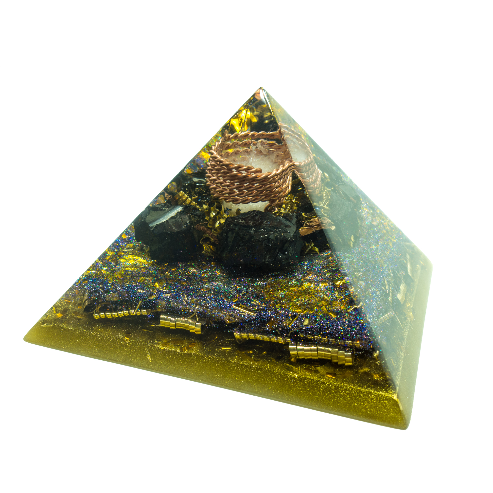 Big Orgonite Pyramid - Crystal quartz, Elite shungite - Inspire Uplift