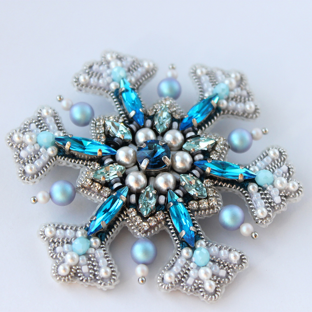 Snowflake Brooch Pin Handmade. Embroidered Brooch. Christmas - Inspire ...