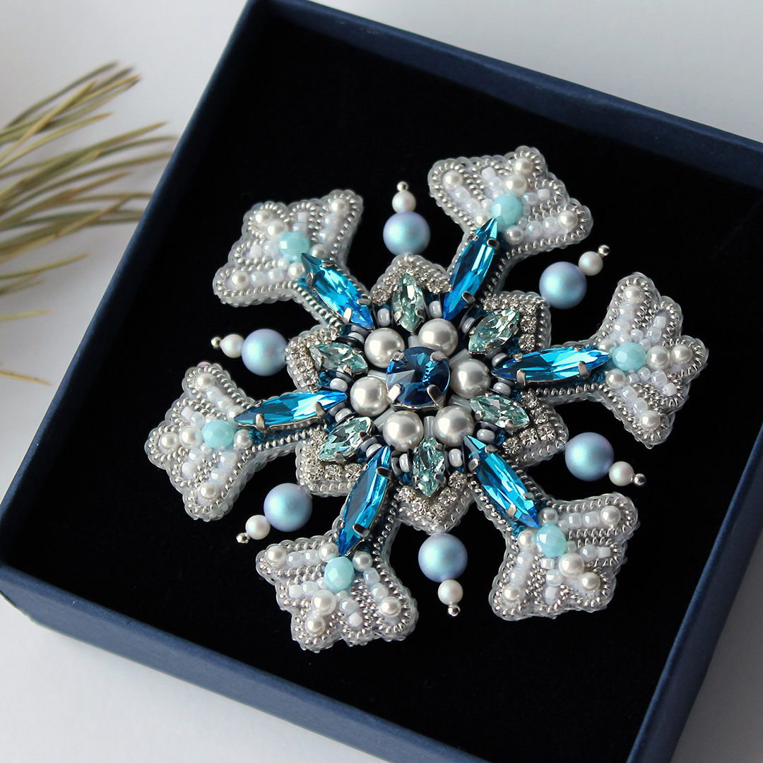 Snowflake Brooch Pin Handmade. Embroidered Brooch. Christmas - Inspire ...