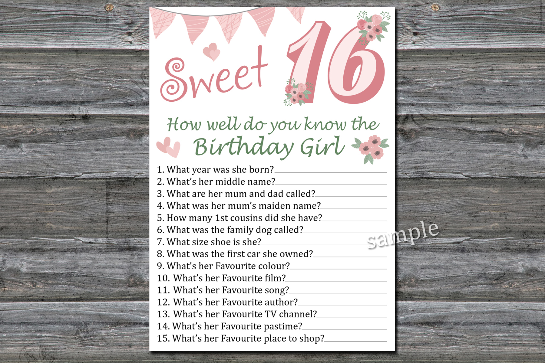 Sweet 16th How well do you know the birthday girl ,Adult Bir | Inspire ...