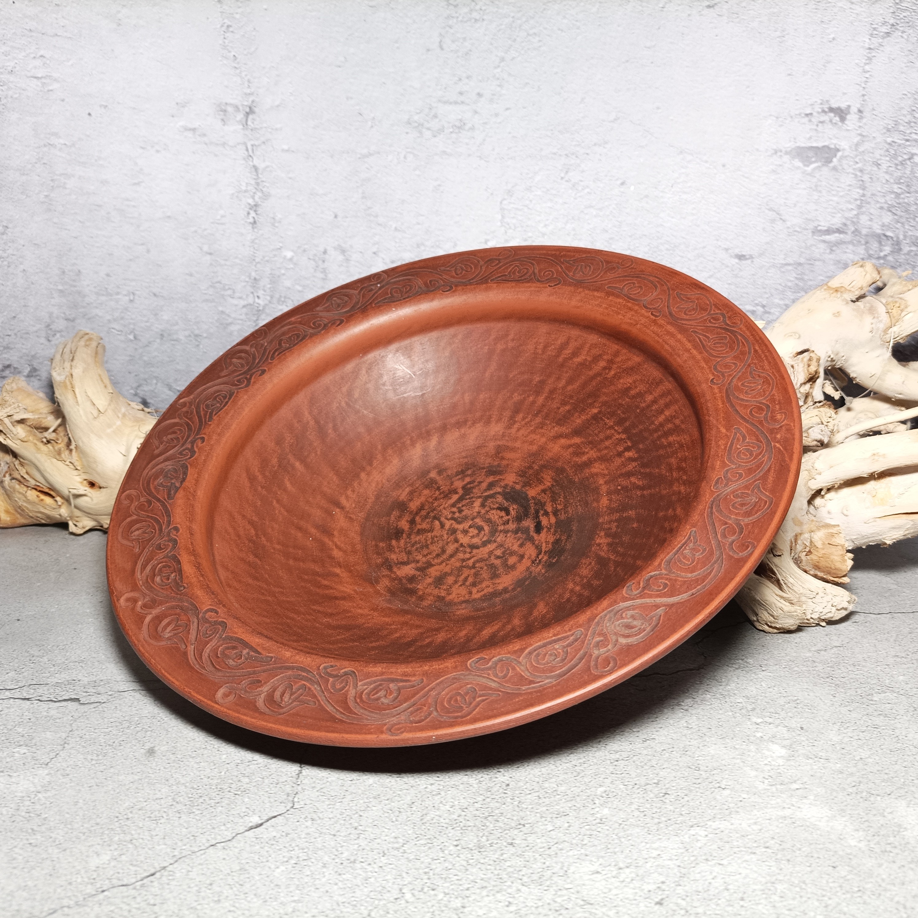 Pattern deep bowl diameter 11.81 inch Handmade red clay. Lar - Inspire ...
