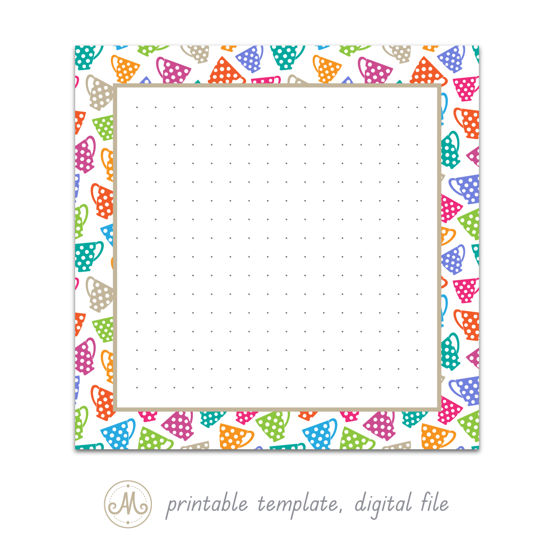 Multicolored bright tea cups in polka dots, printable notes | Inspire ...
