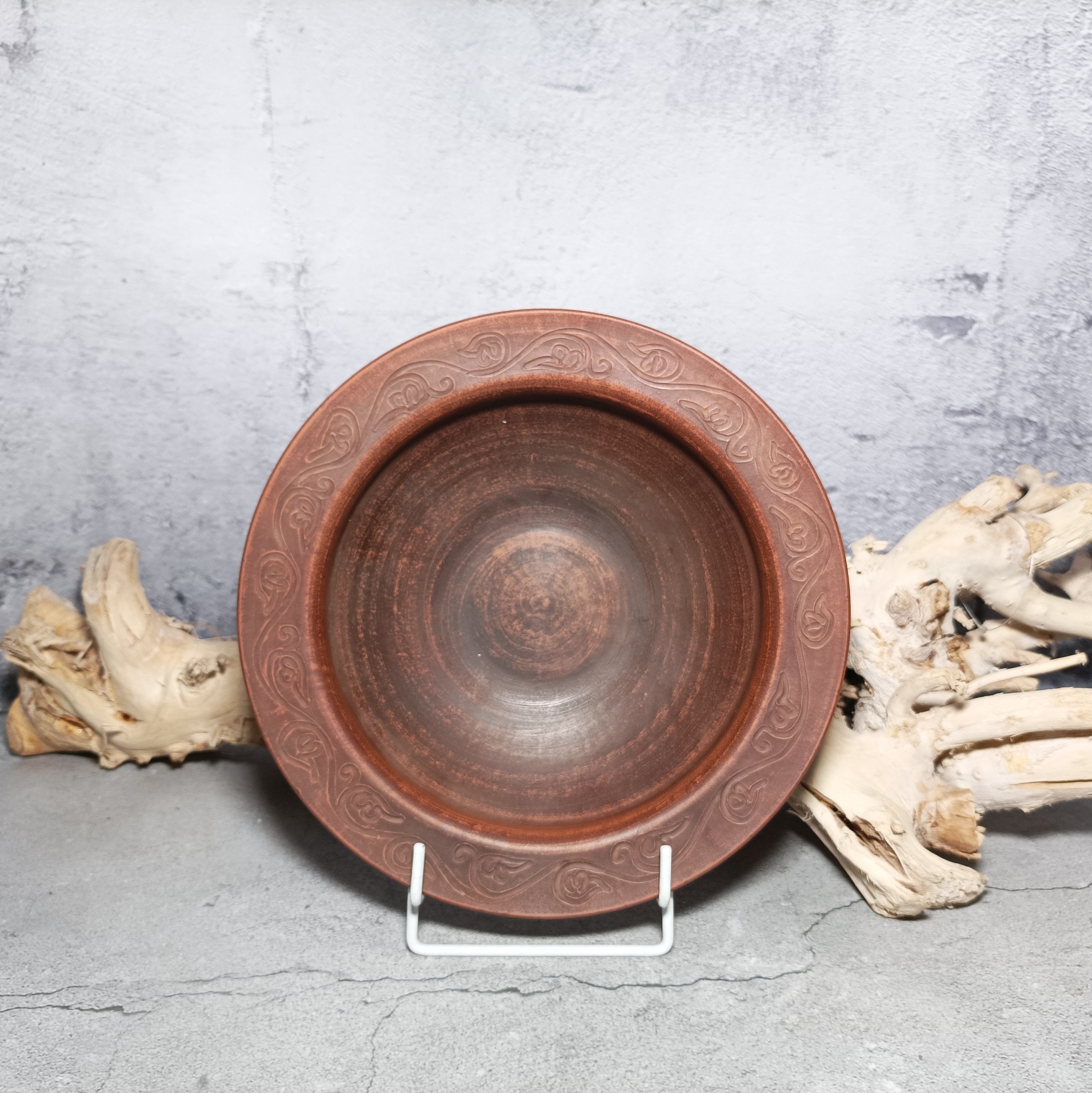Deep plate diameter 9.05 inch Pottery handmade red clay Cook - Inspire ...