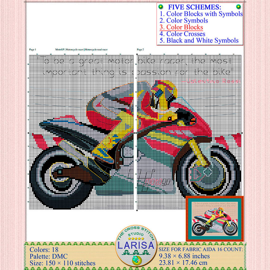 Motosport Cross Stitch Pattern - Inspire Uplift