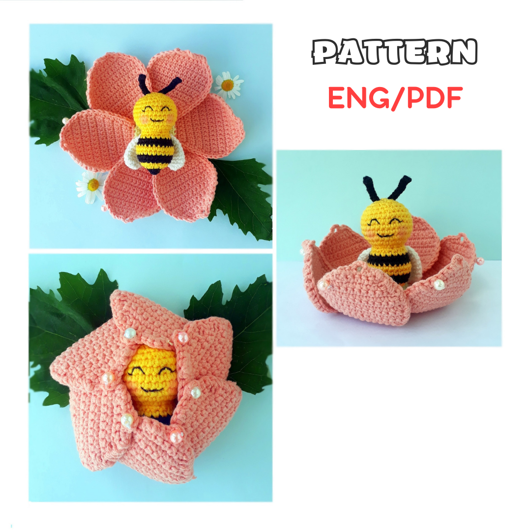 Bee crochet pattern, Bee in flower, Easy crochet pattern - Inspire Uplift