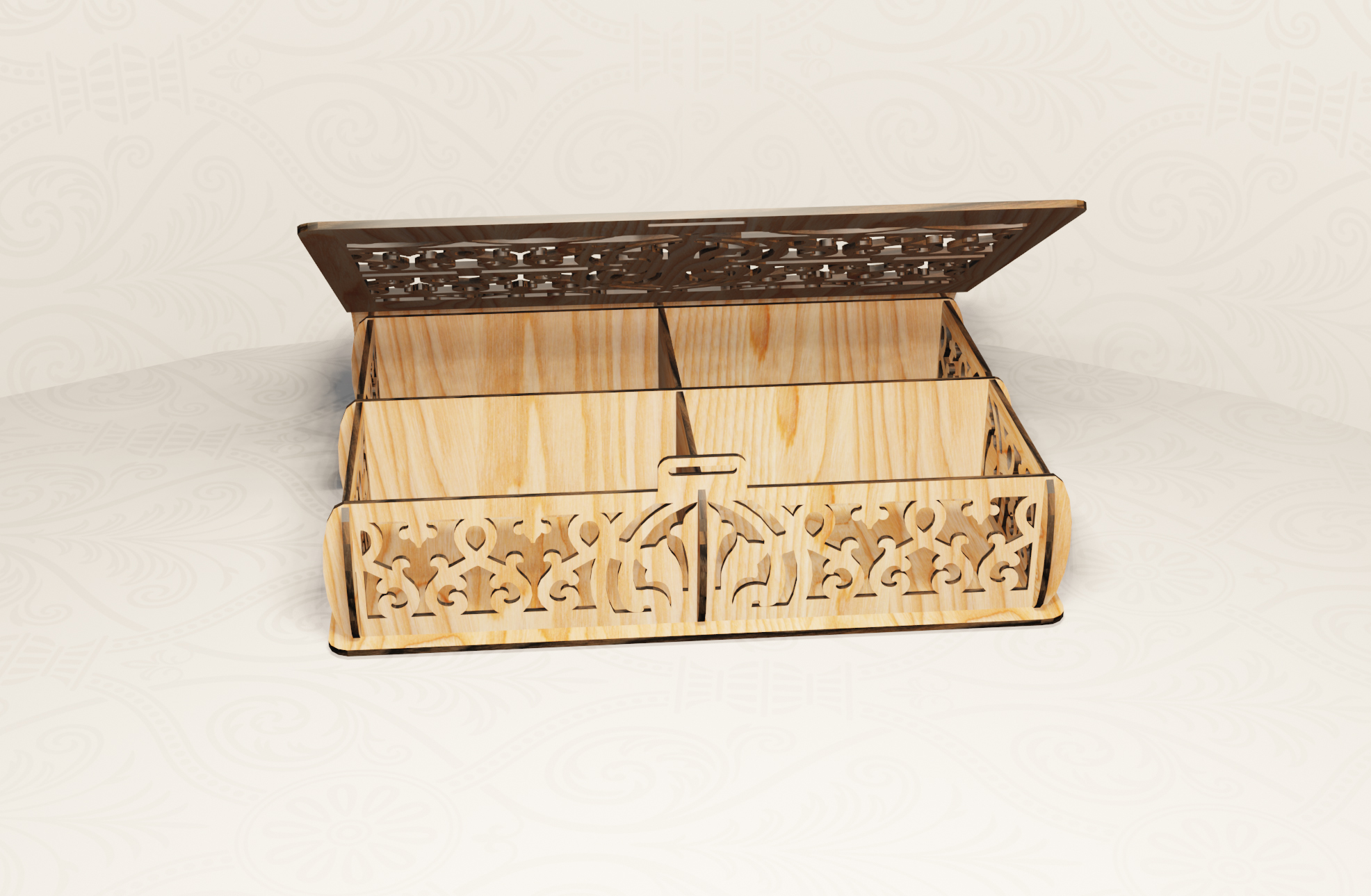 Box with 4 compartments vector model for laser cut cnc, 3 mm - Inspire ...