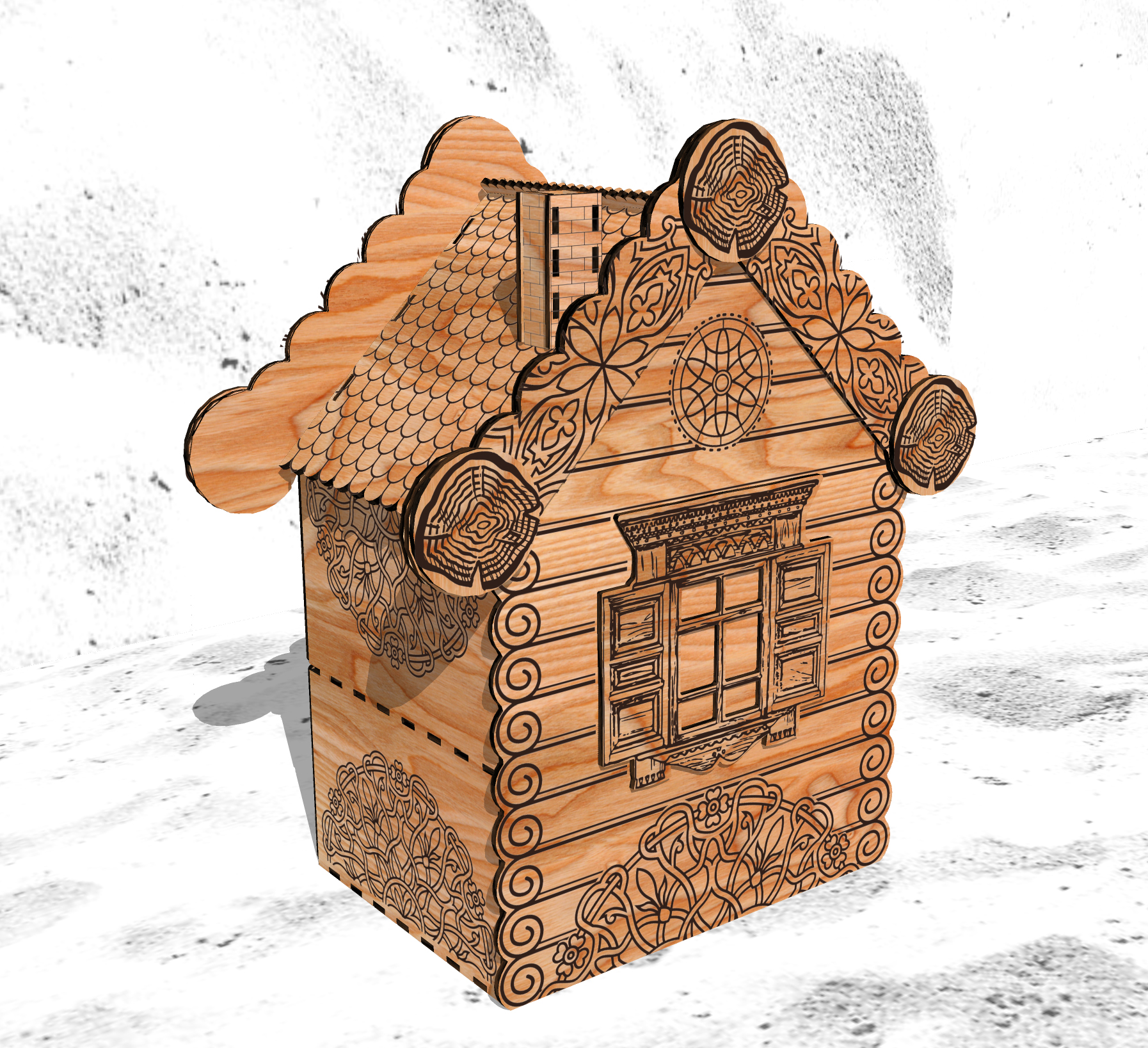 Decorative house with boxes vector model for laser cut cnc p - Inspire ...