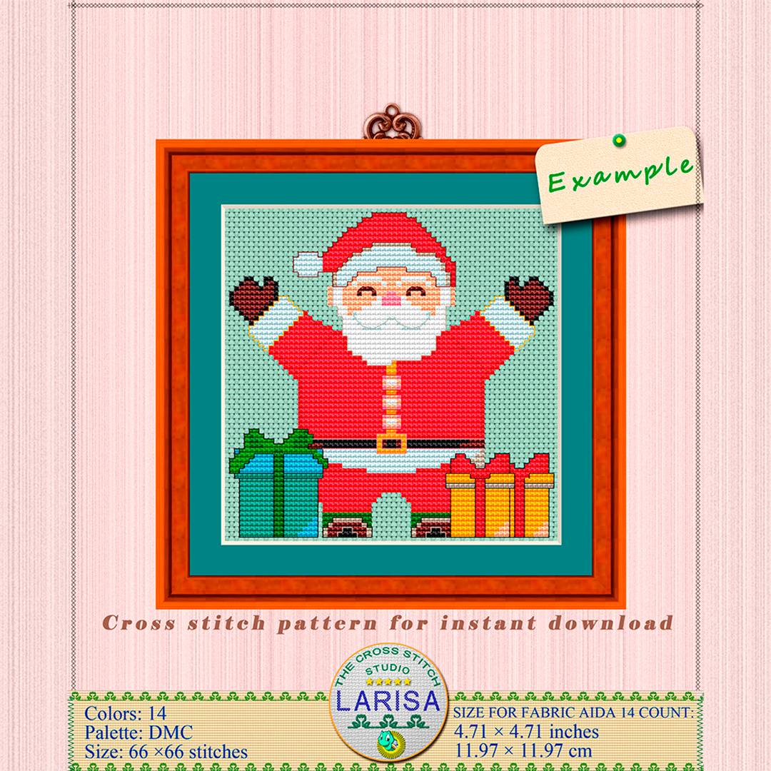 Santa Claus Cross Stitch Pattern | Happy New Year - Inspire Uplift