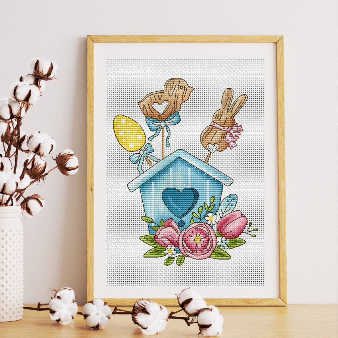 Birdhouse cross stitch pattern PDF, easter cross stitch, spr - Inspire ...