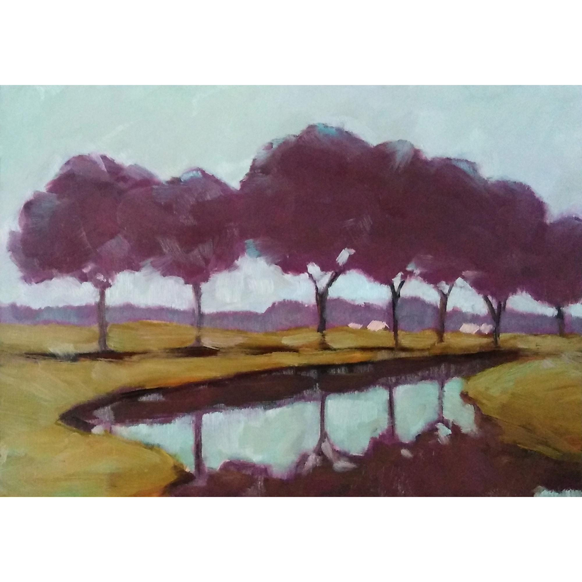 Tree Painting River Original Art Field Wall Art Small Landsc | Inspire ...