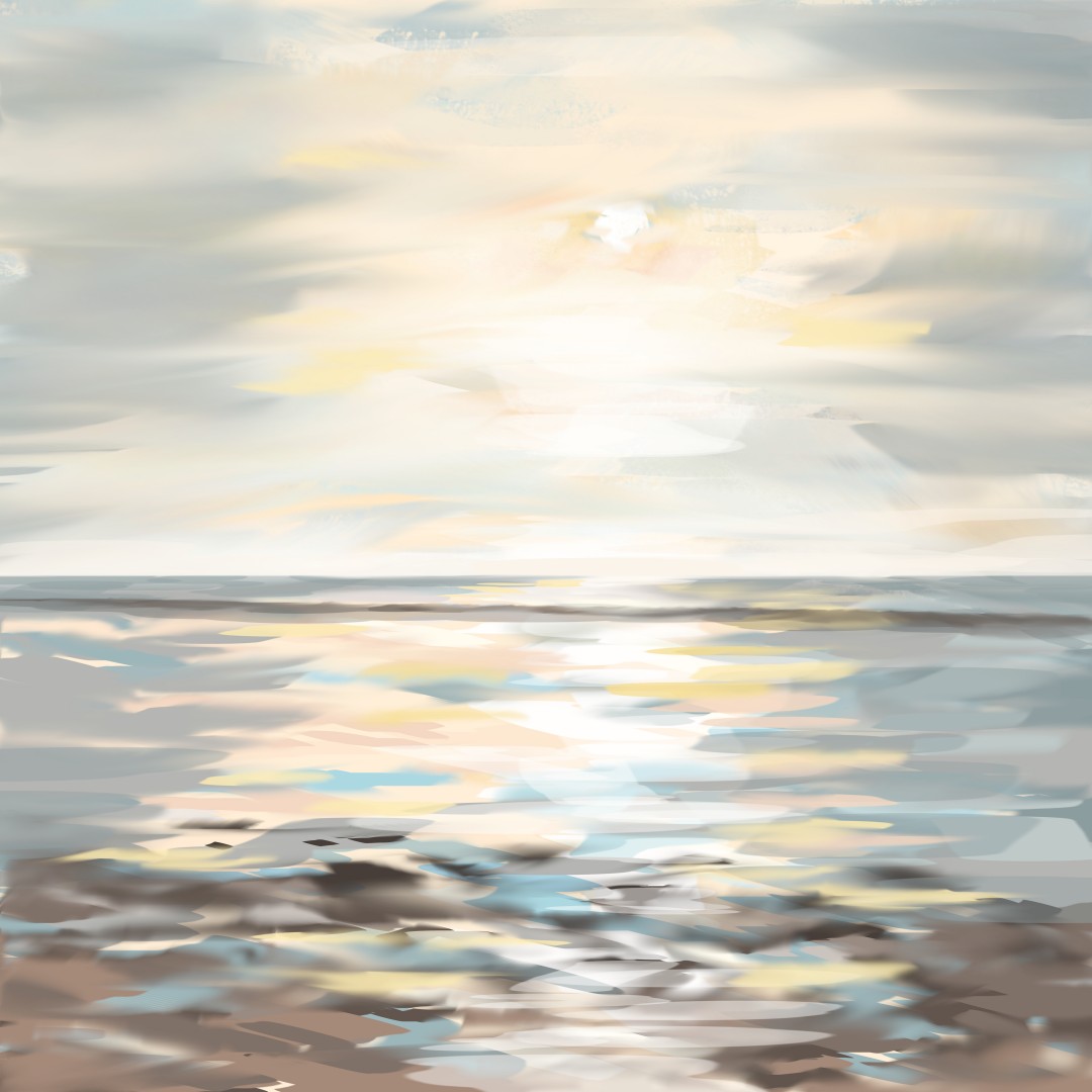 Beach art Digital drawing Coastal painting Evening art | Inspire Uplift