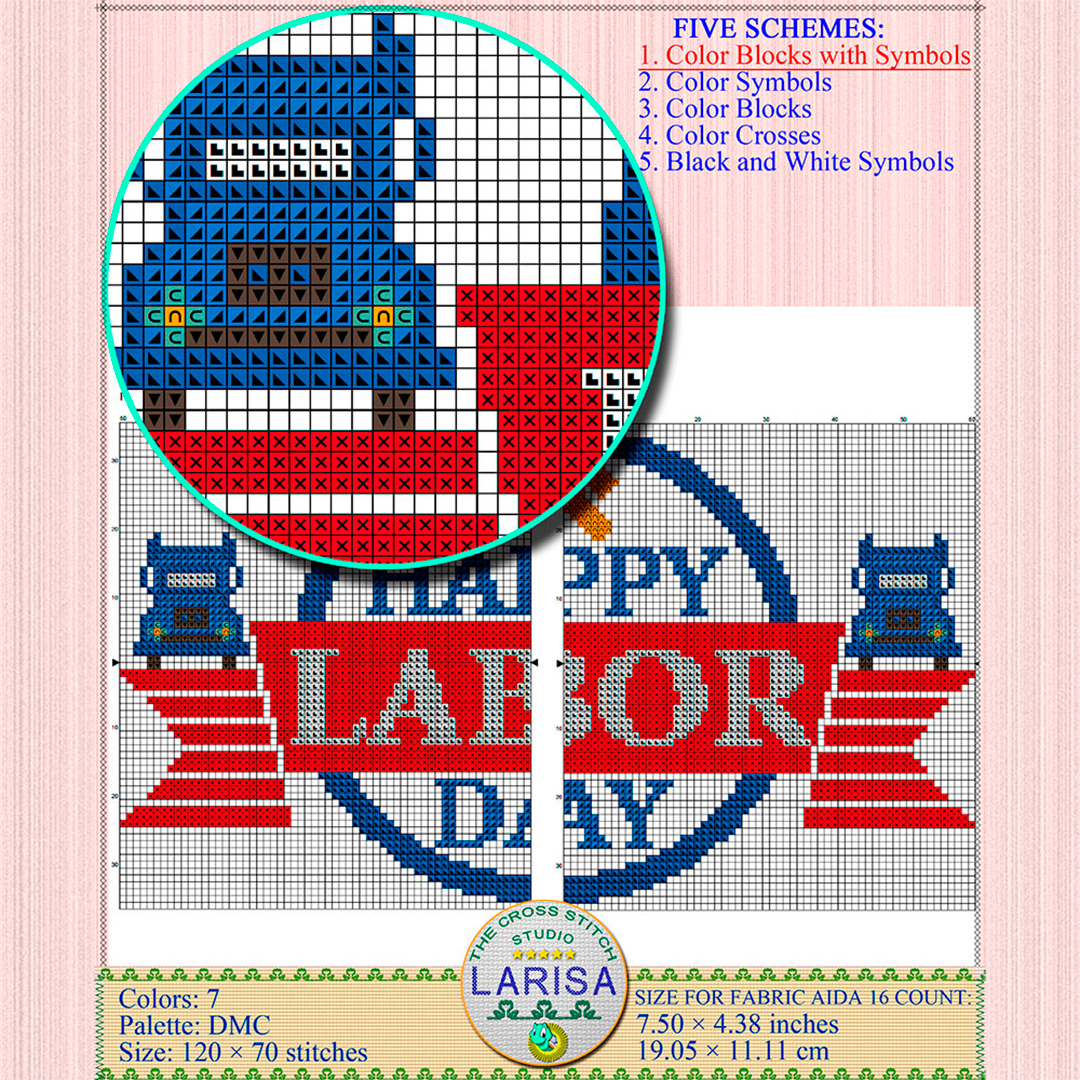 Labor Day Cross Stitch Pattern - Inspire Uplift