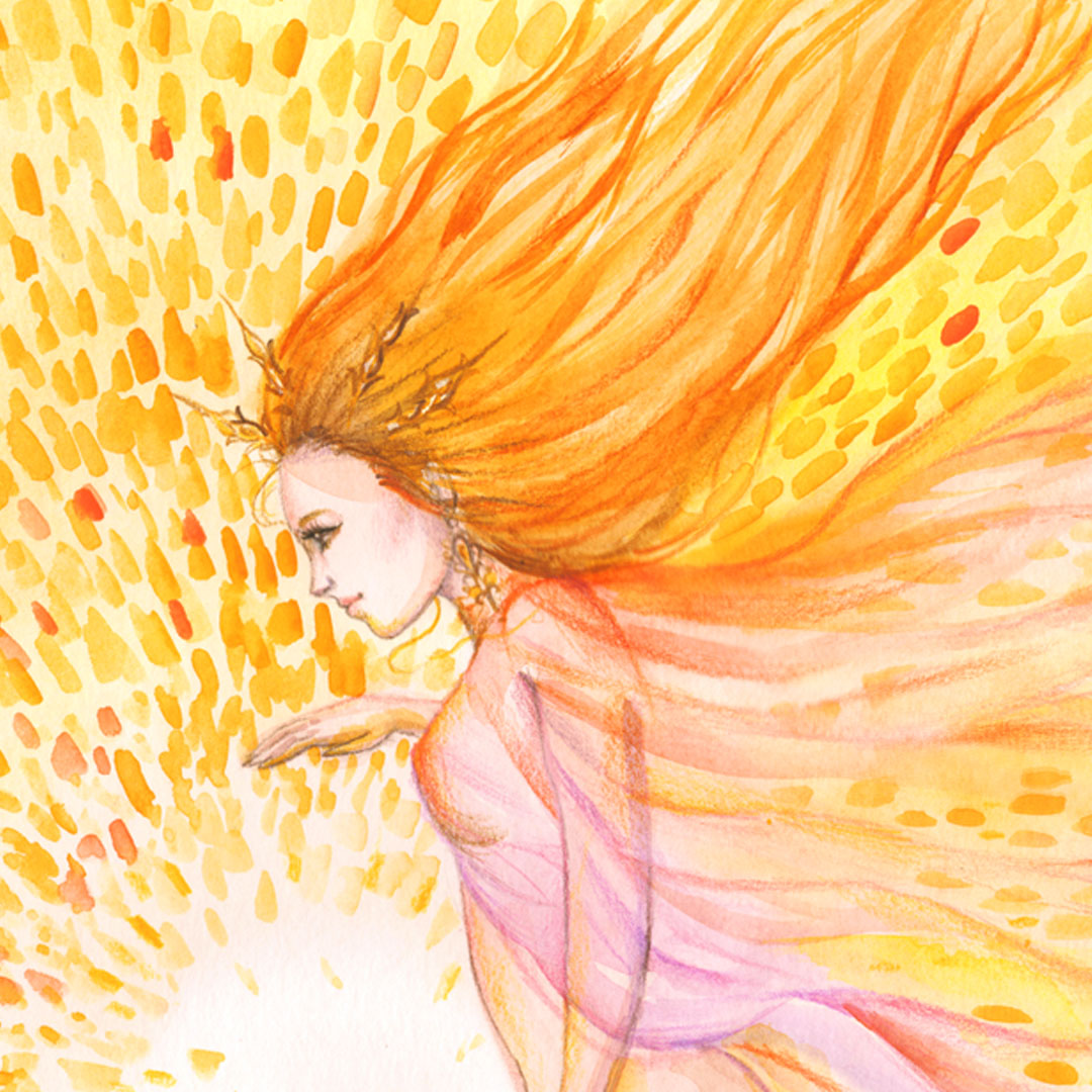Sun Goddess Painting Sun Original Art Woman and Sun Watercol - Inspire ...