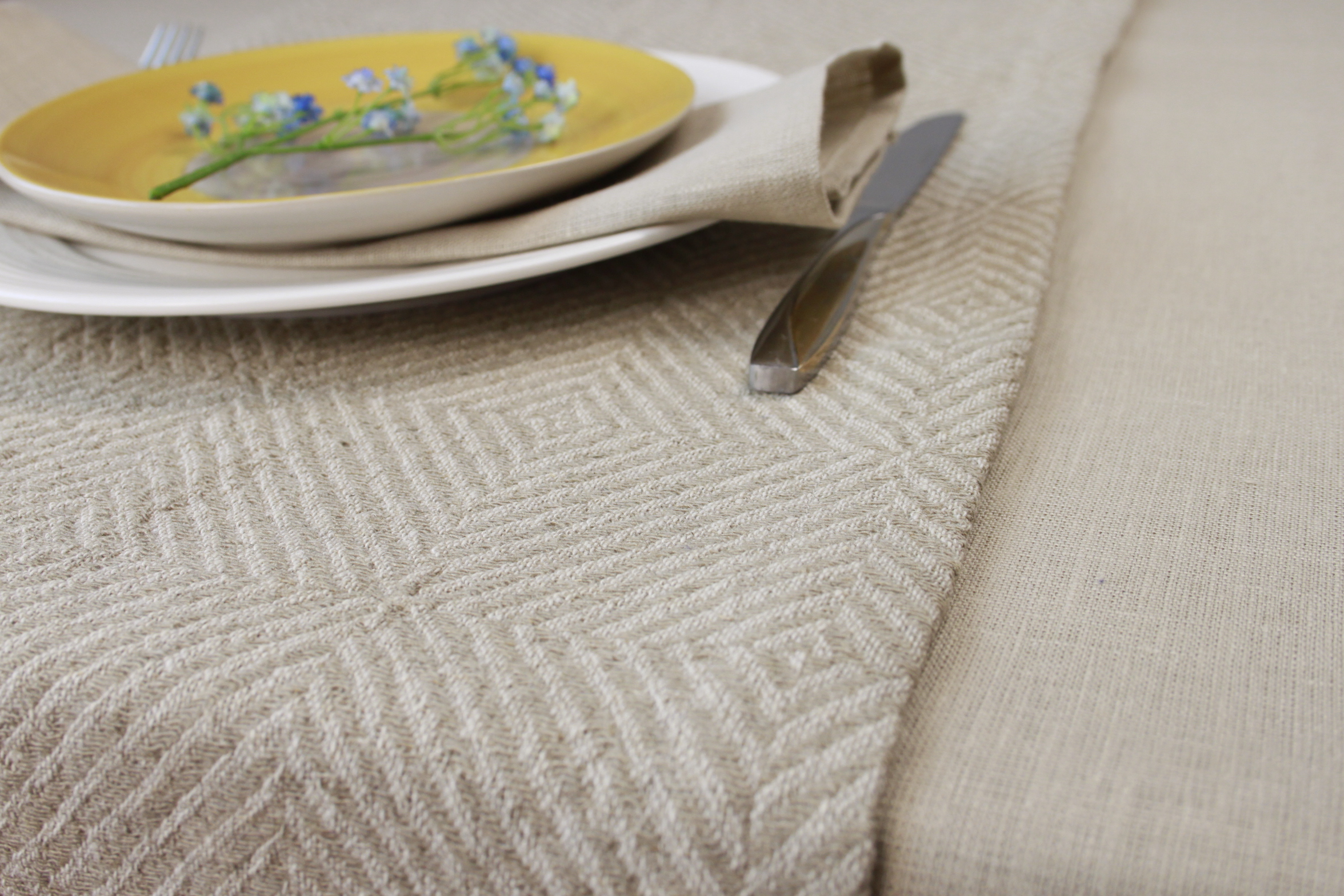 Heavy linen table runner, geometric printed table runner, cu | Inspire ...