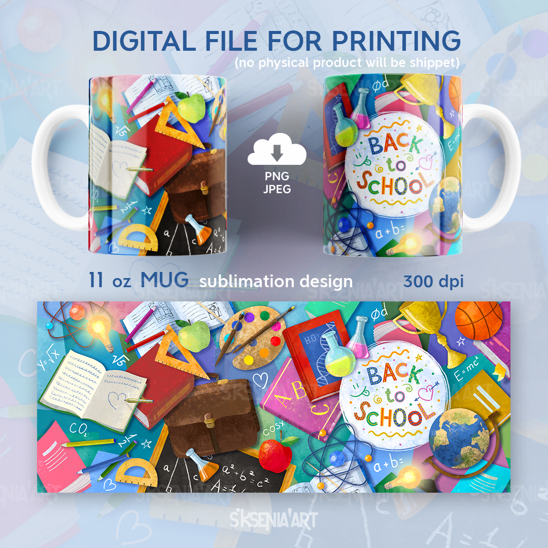 11oz Coffee Mug Sublimation Template, Back To School, Sublim | Inspire ...