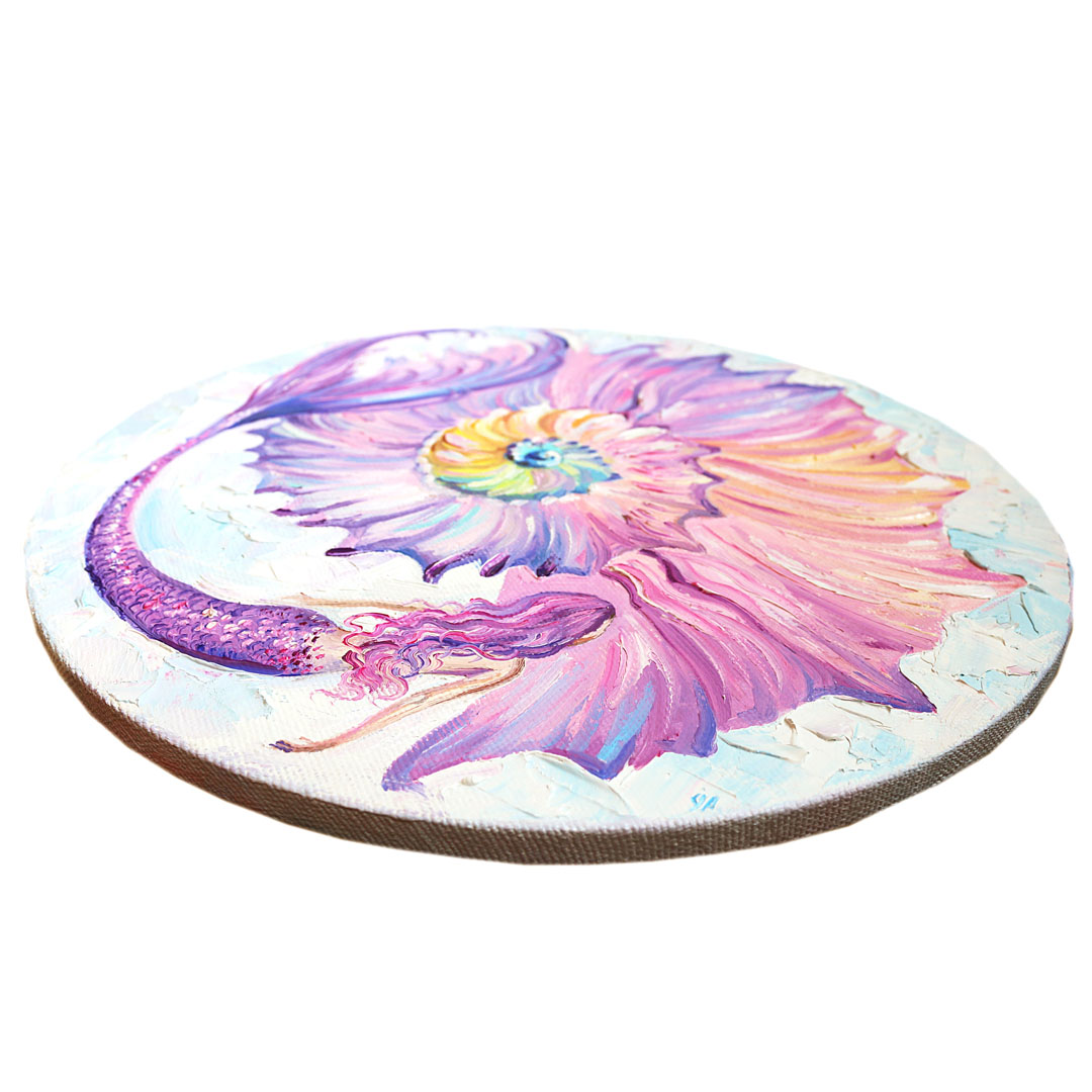 Seashell Oil Painting Mermaid Original Art Shell Artwork Rou - Inspire ...