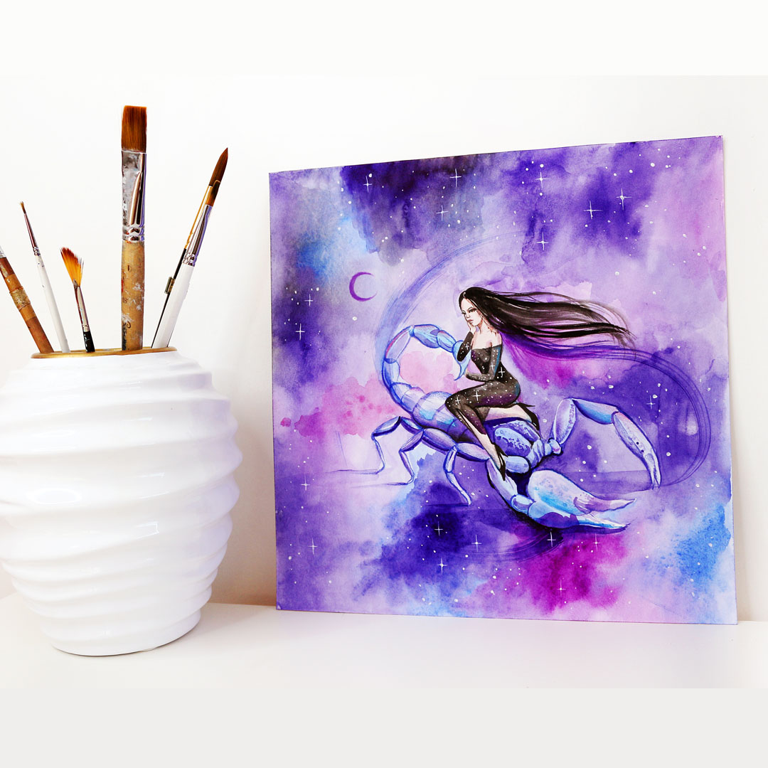 Scorpio Painting Zodiac Sign Scorpio Original Art Woman Scor - Inspire ...