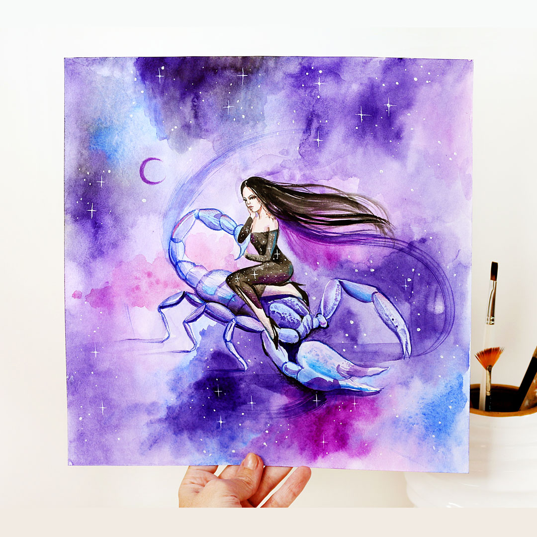 Scorpio Painting Zodiac Sign Scorpio Original Art Woman Scor - Inspire ...