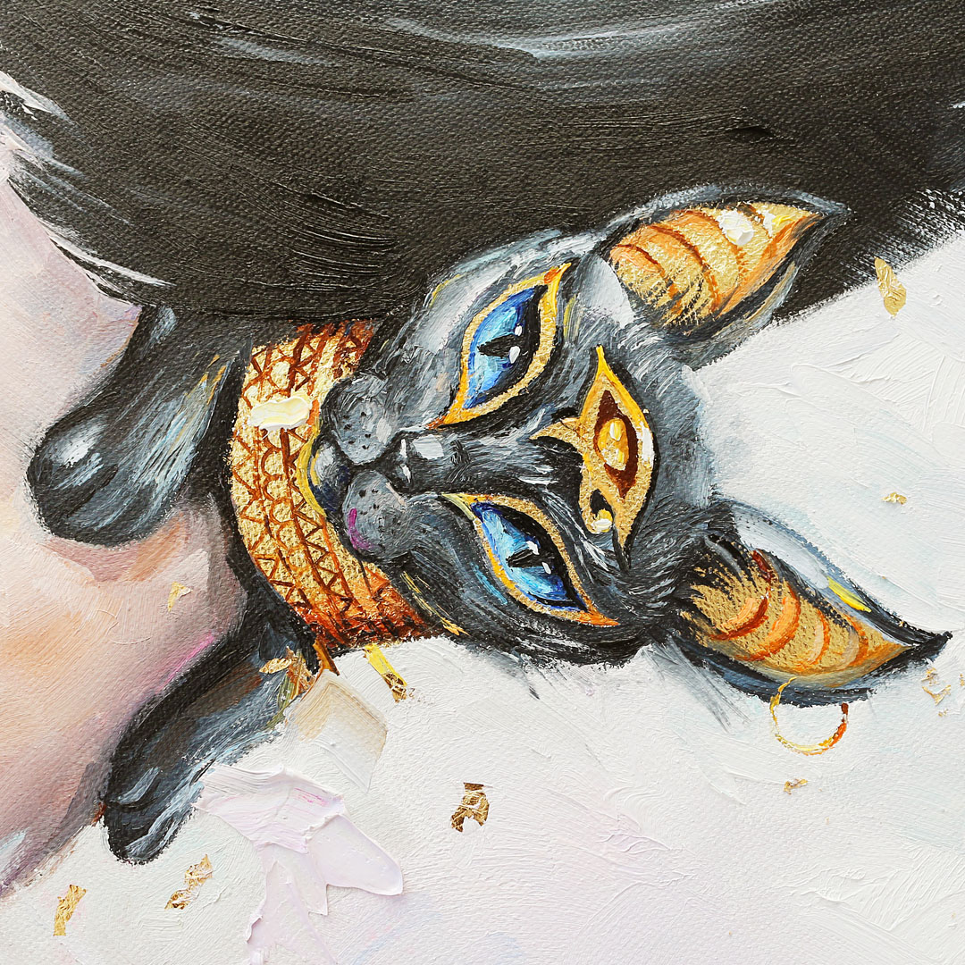 Cleopatra Painting Cat Bastet Original Art Egyptian Goddess - Inspire ...