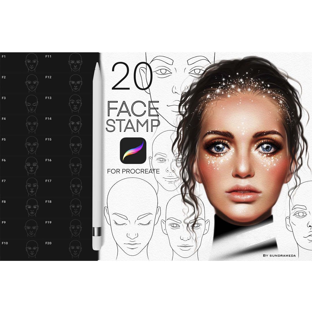 Face Girl Stamp Brushes Procreate | Inspire Uplift
