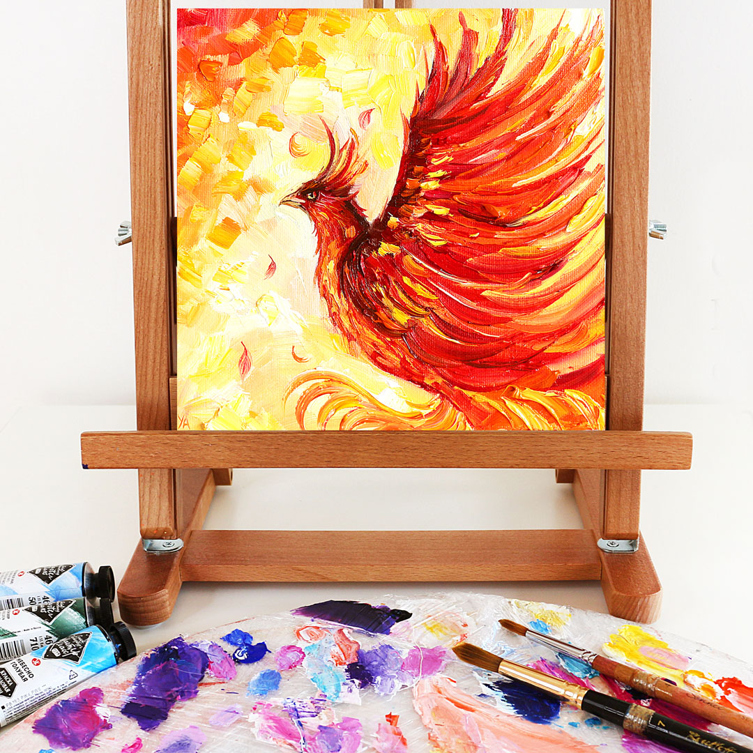 Phoenix Oil Painting Phoenix Original Art Fire Bird Textured - Inspire ...