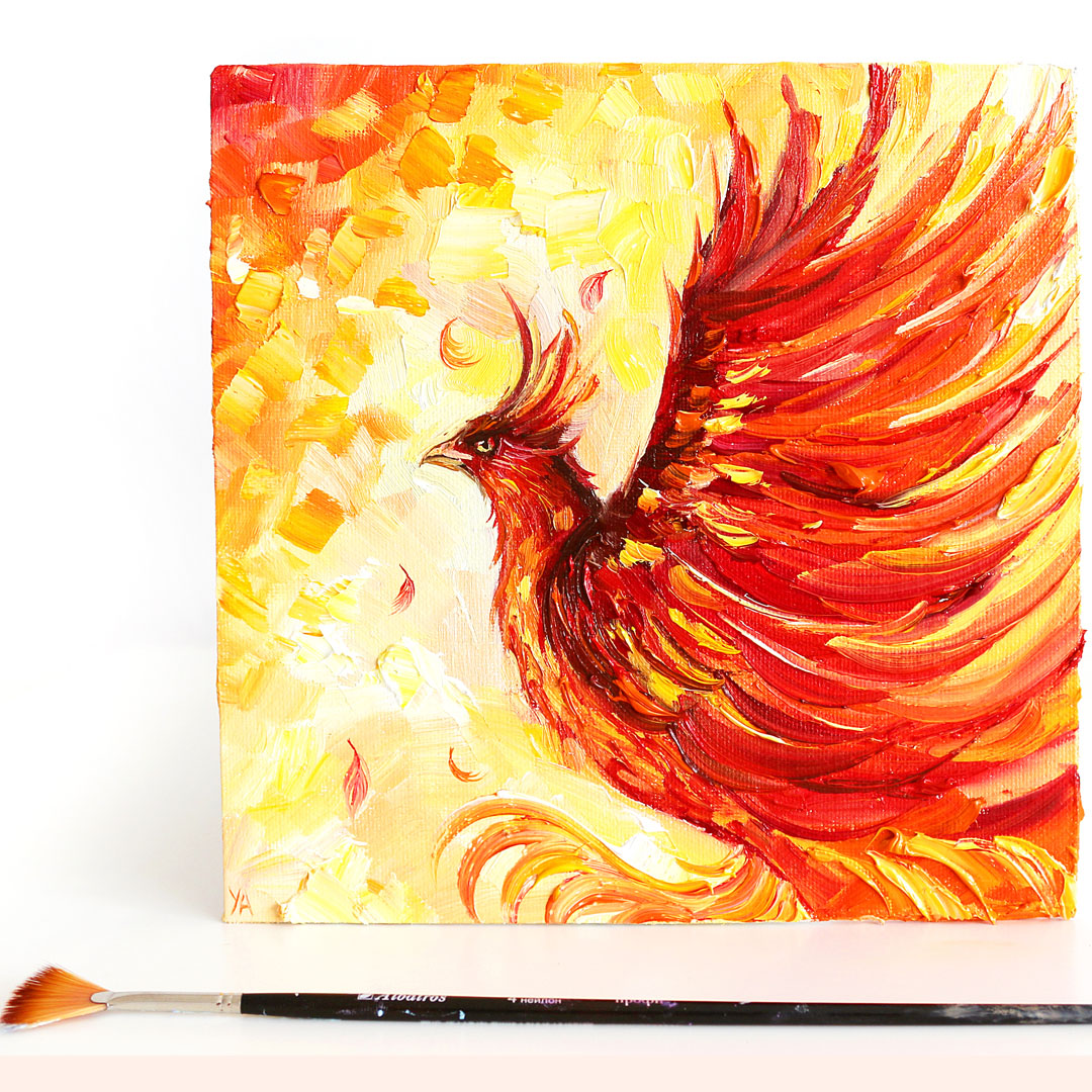 Phoenix Oil Painting Phoenix Original Art Fire Bird Textured - Inspire ...