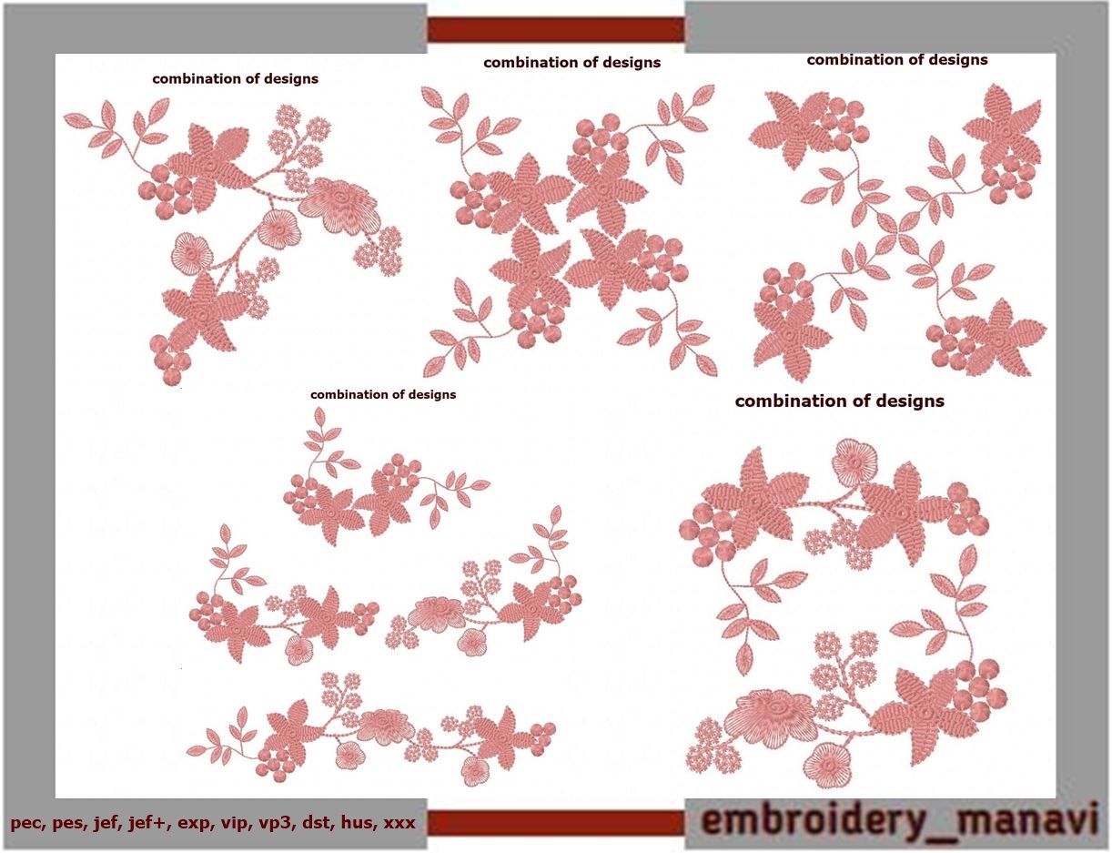 Single color floral bundles. Machine Embroidery Design. - Inspire Uplift