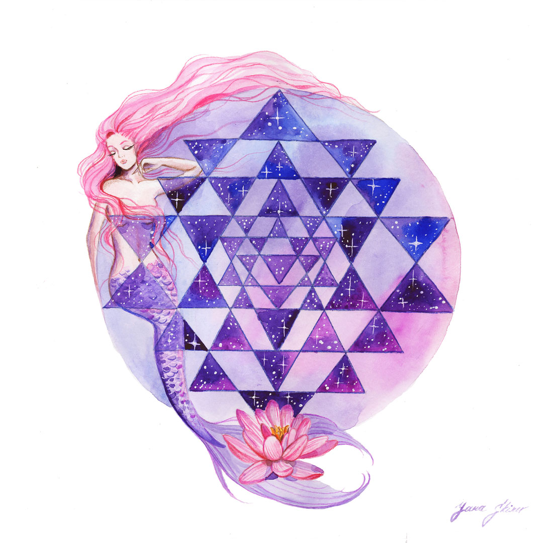 Mermaid Painting Sri Yantra Original Art Sacred Geometry Wat | Inspire ...