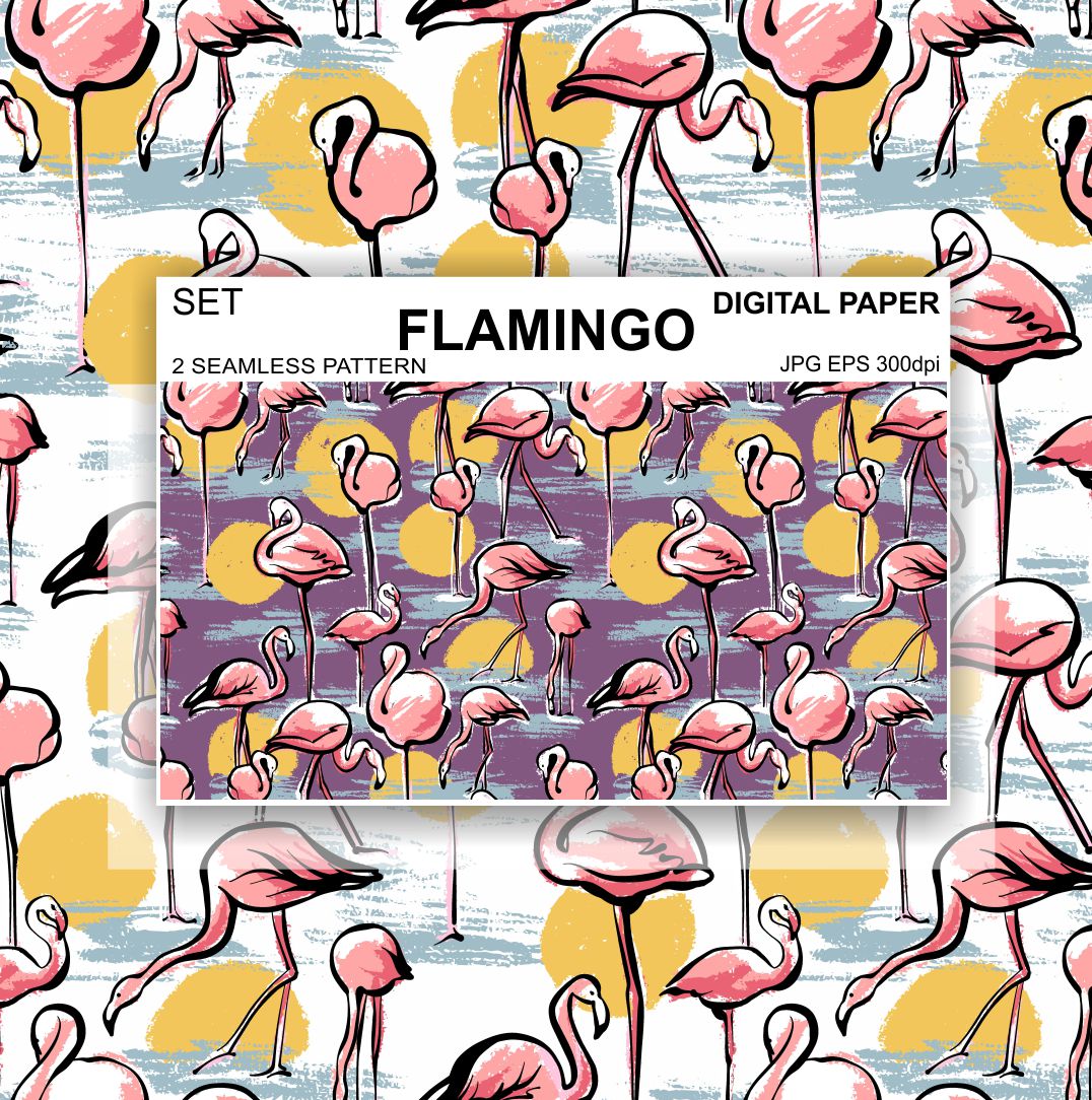 Flamingos Seamless Pattern Digital Paper Endless Background | Inspire ...