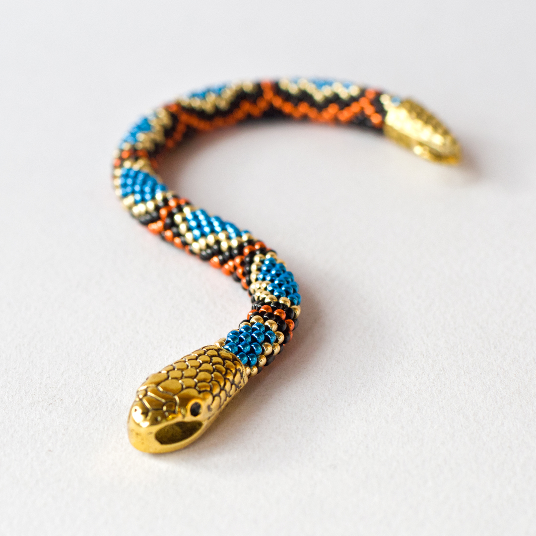 Snake bracelet for women , Black beaded bracelet, Ouroboros - Inspire ...