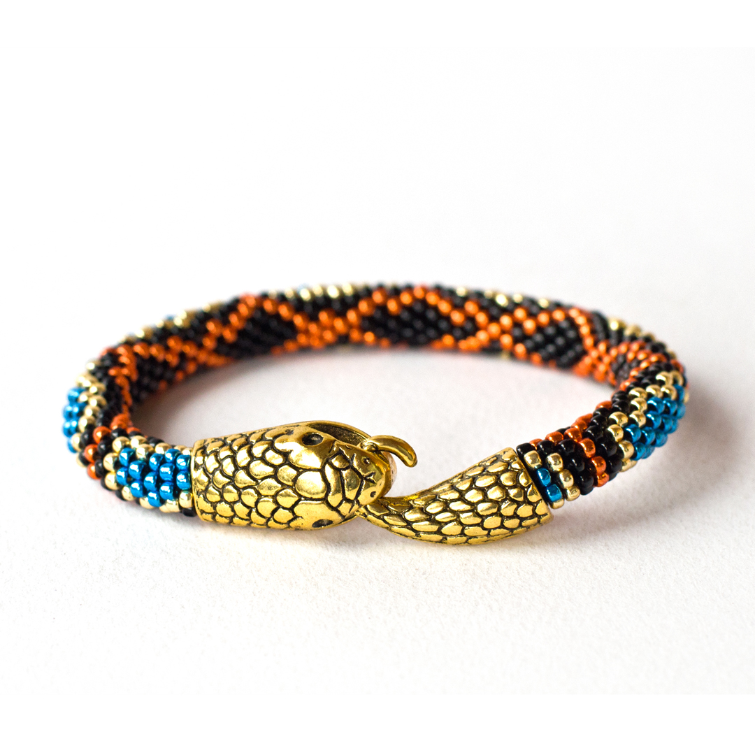 Snake bracelet for women , Black beaded bracelet, Ouroboros - Inspire ...