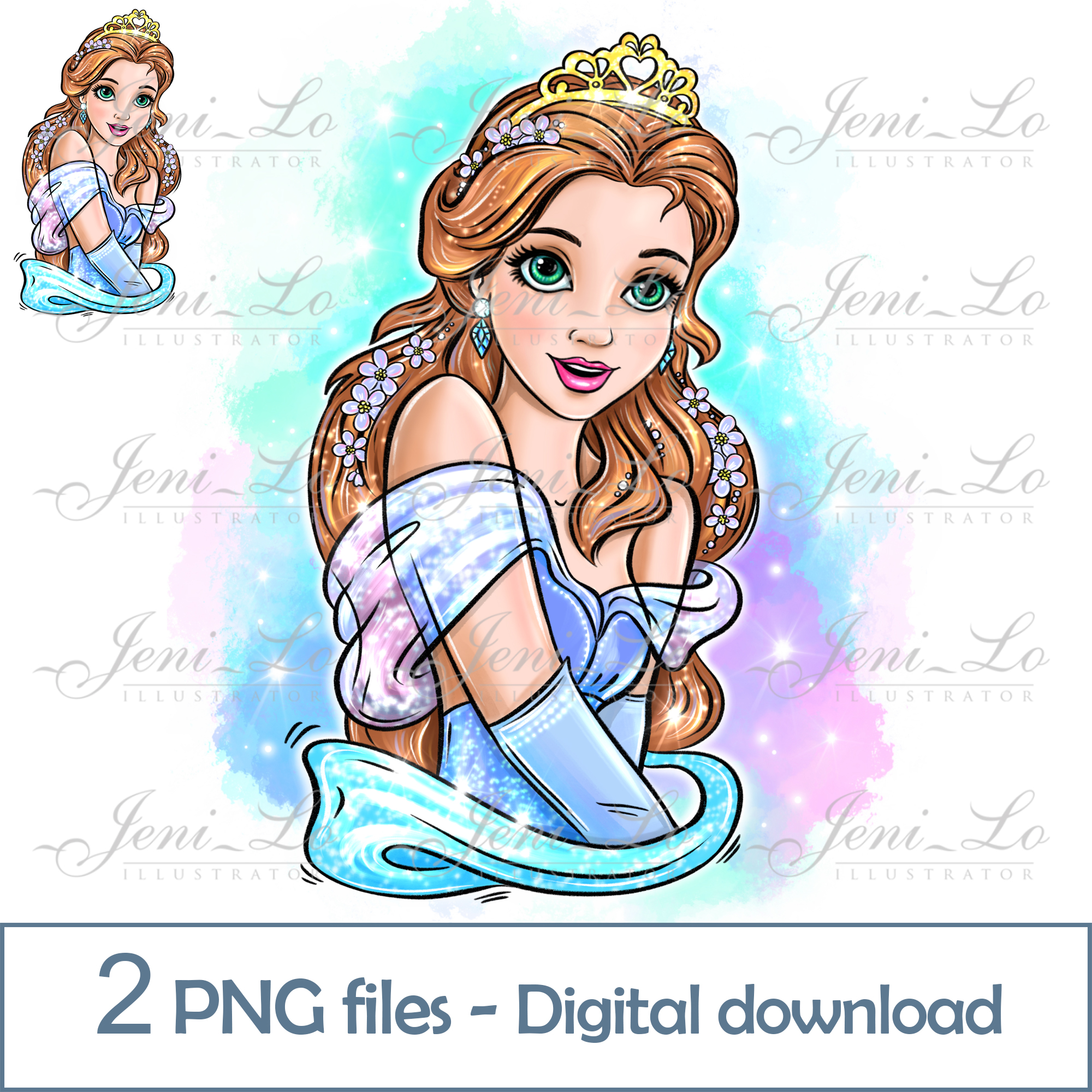 Beautiful Princess 2 PNG files Princess Clipart Sublimation - Inspire ...