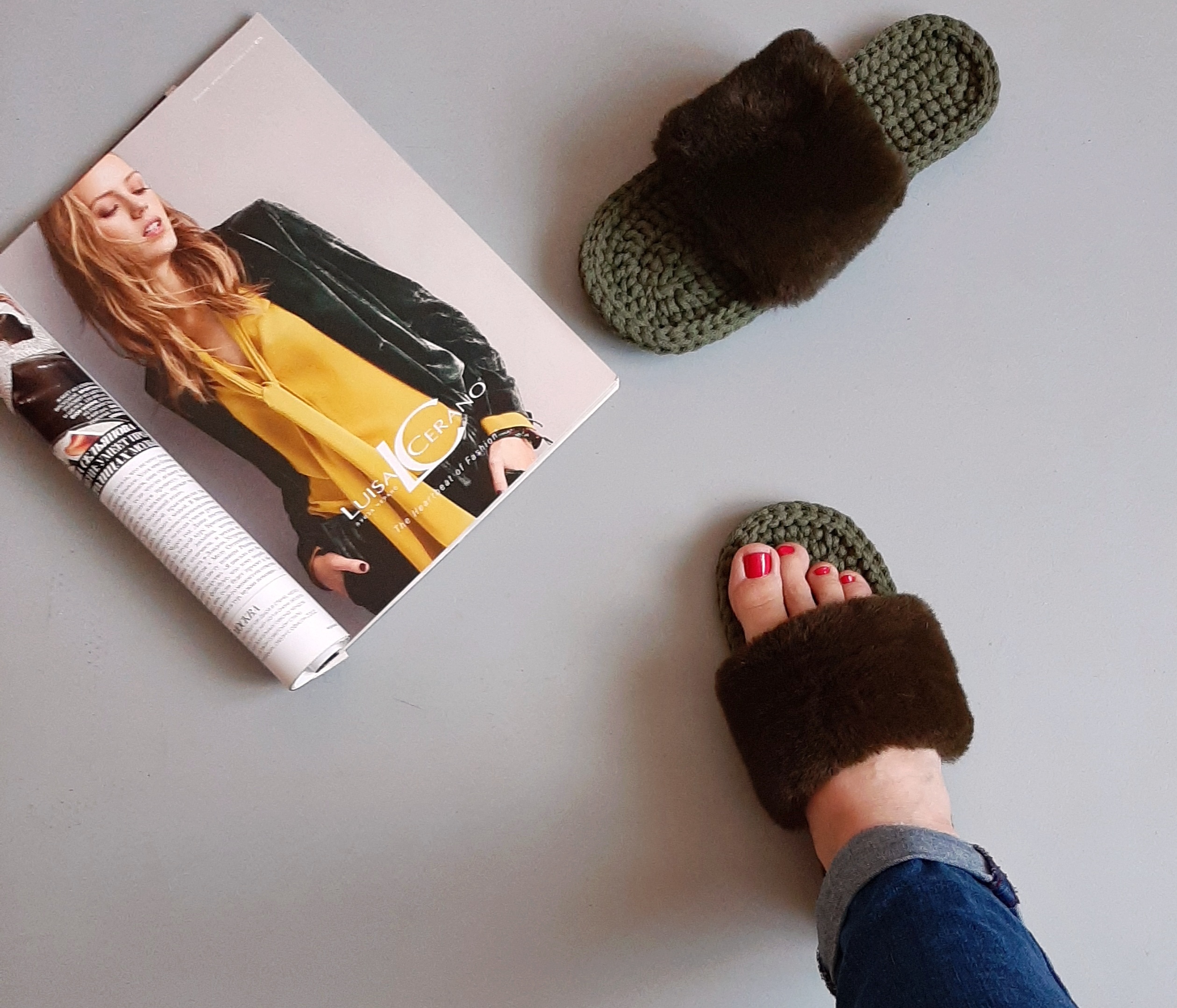 Women's House Slippers Khaki Fur Slippers Aesthetic Cotton S | Inspire ...
