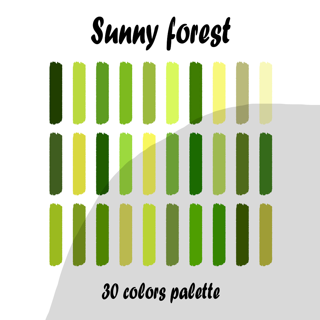 Sunny forest procreate color palette | Procreate Swatches | Inspire Uplift