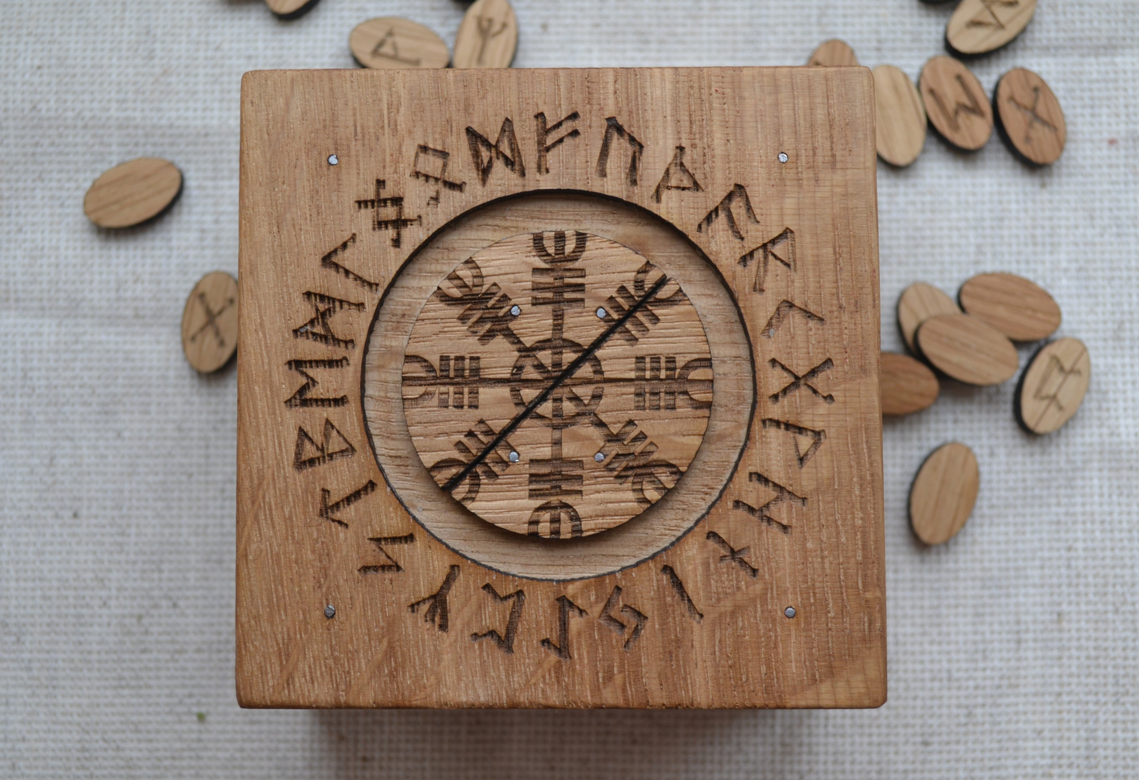 Viking box with Helm of Awe. Wooden box with puzzle lock. Hi - Inspire ...