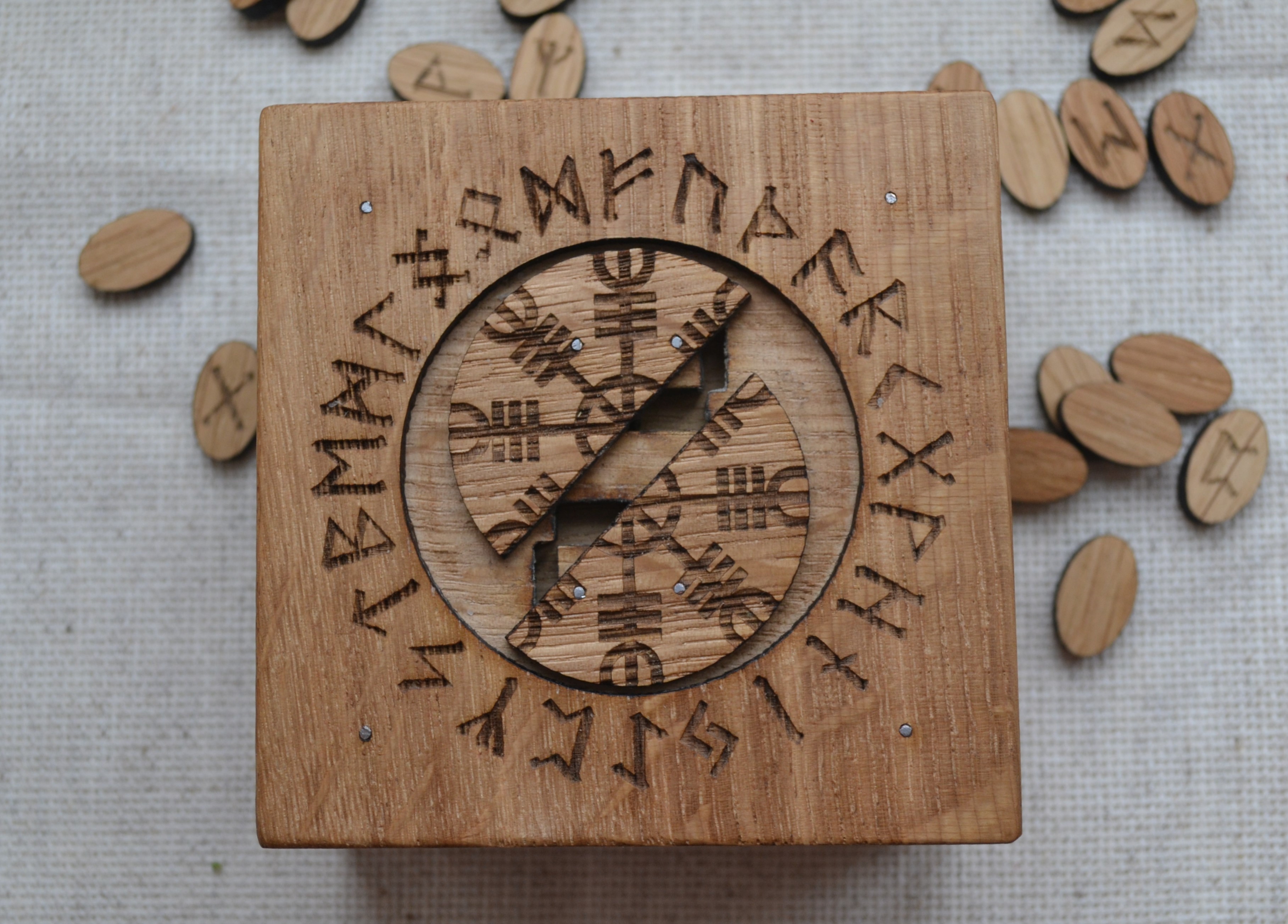 Viking box with Helm of Awe. Wooden box with puzzle lock. Hi - Inspire ...