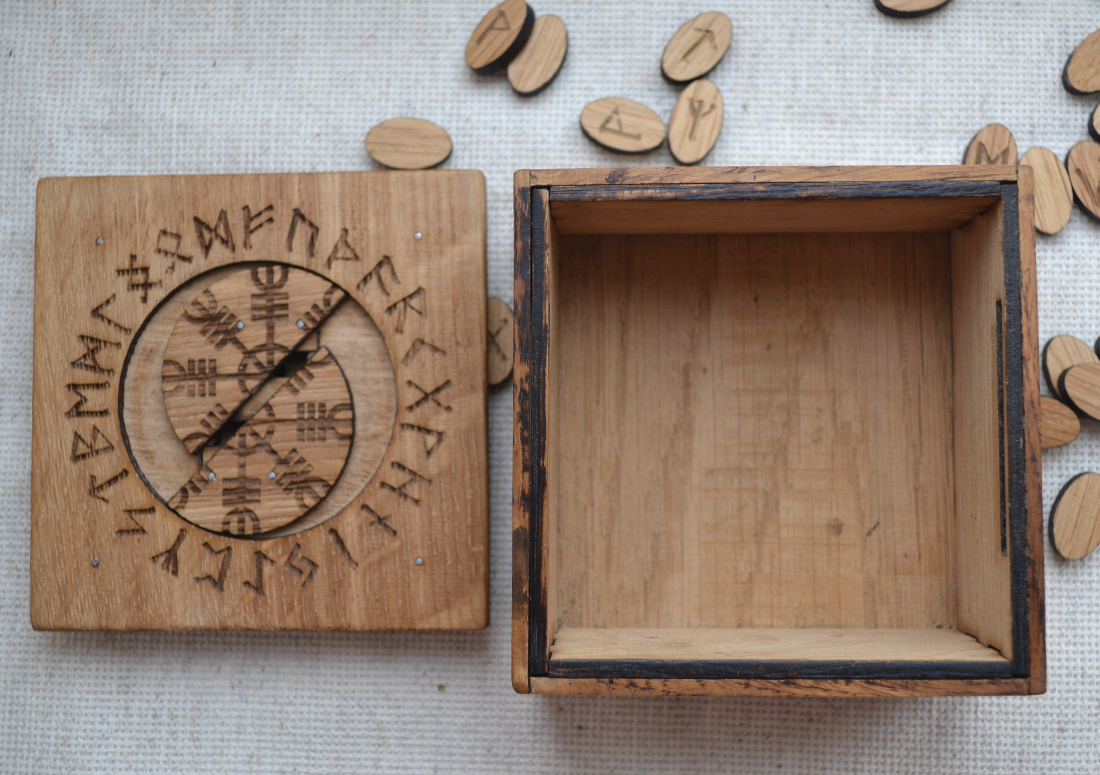 Viking box with Helm of Awe. Wooden box with puzzle lock. Hi - Inspire ...