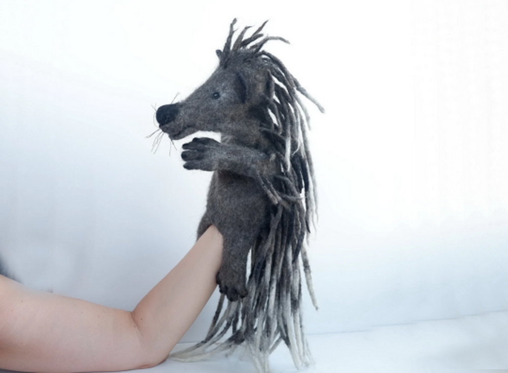 Porcupine wool puppet on the hand for the puppet theater. A - Inspire ...